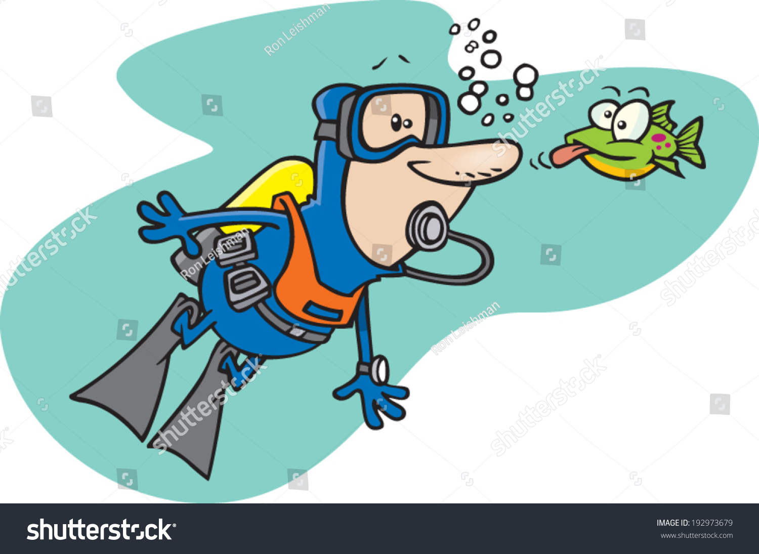 Cartoon Man Scuba Diving Stock Vector (Royalty Free) 192973679