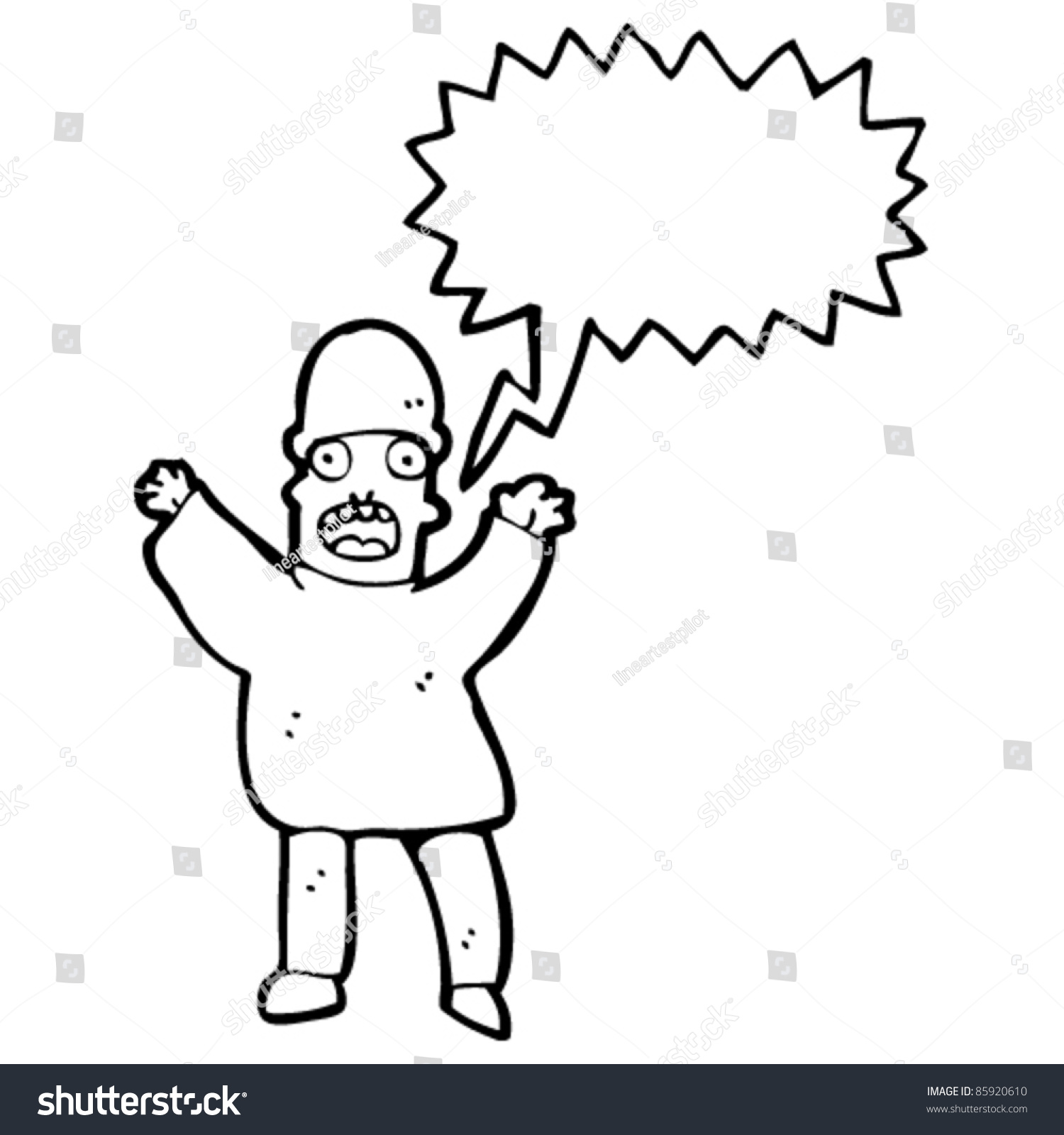 Cartoon Man Shouting Warning Stock Vector (Royalty Free) 85920610