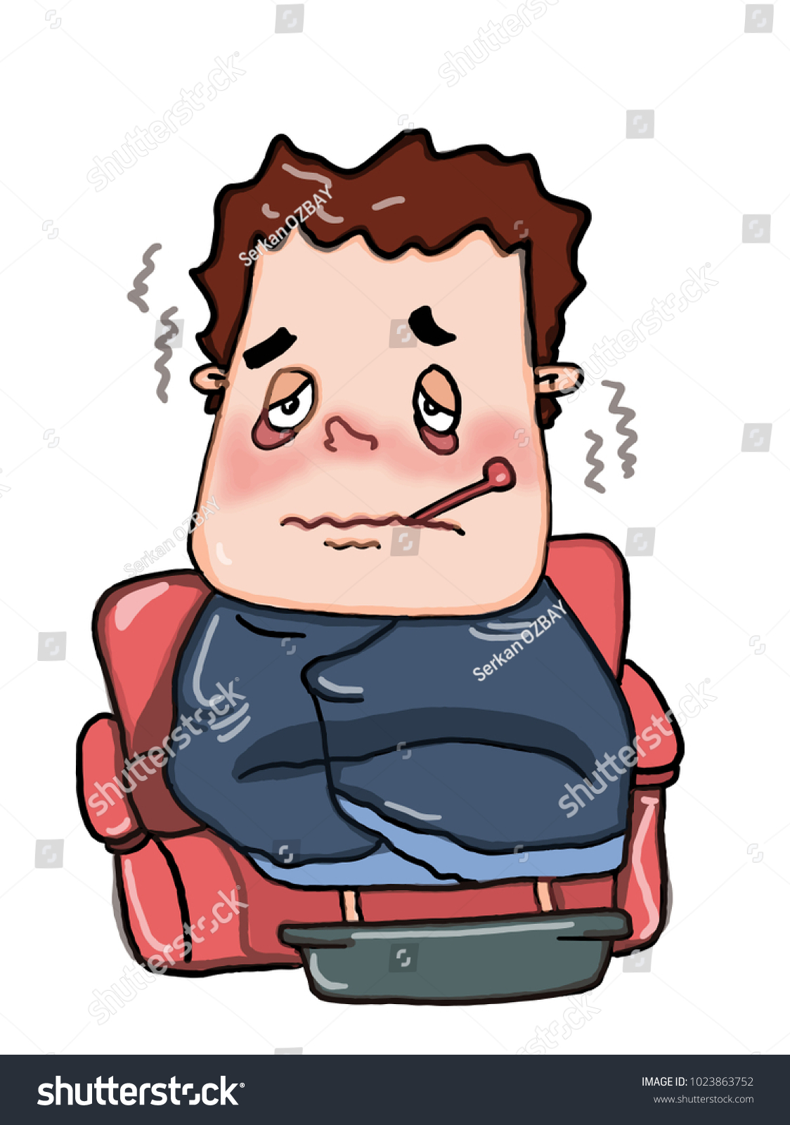 Cartoon Man Sick Illustration Stock Vector (Royalty Free) 1023863752