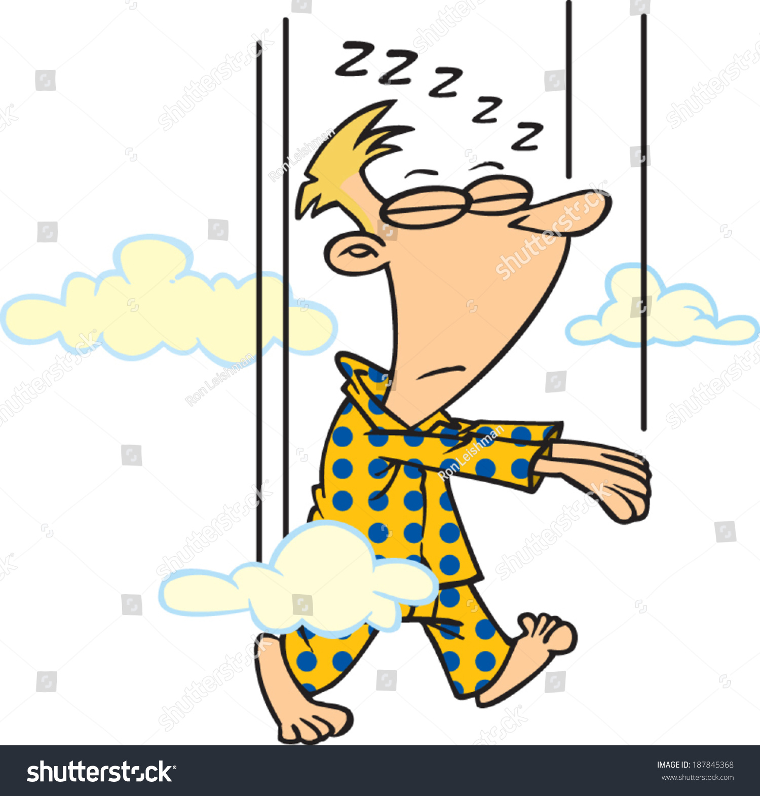 Cartoon Man Sleep Walking Stock Vector (Royalty Free) 187845368 ...