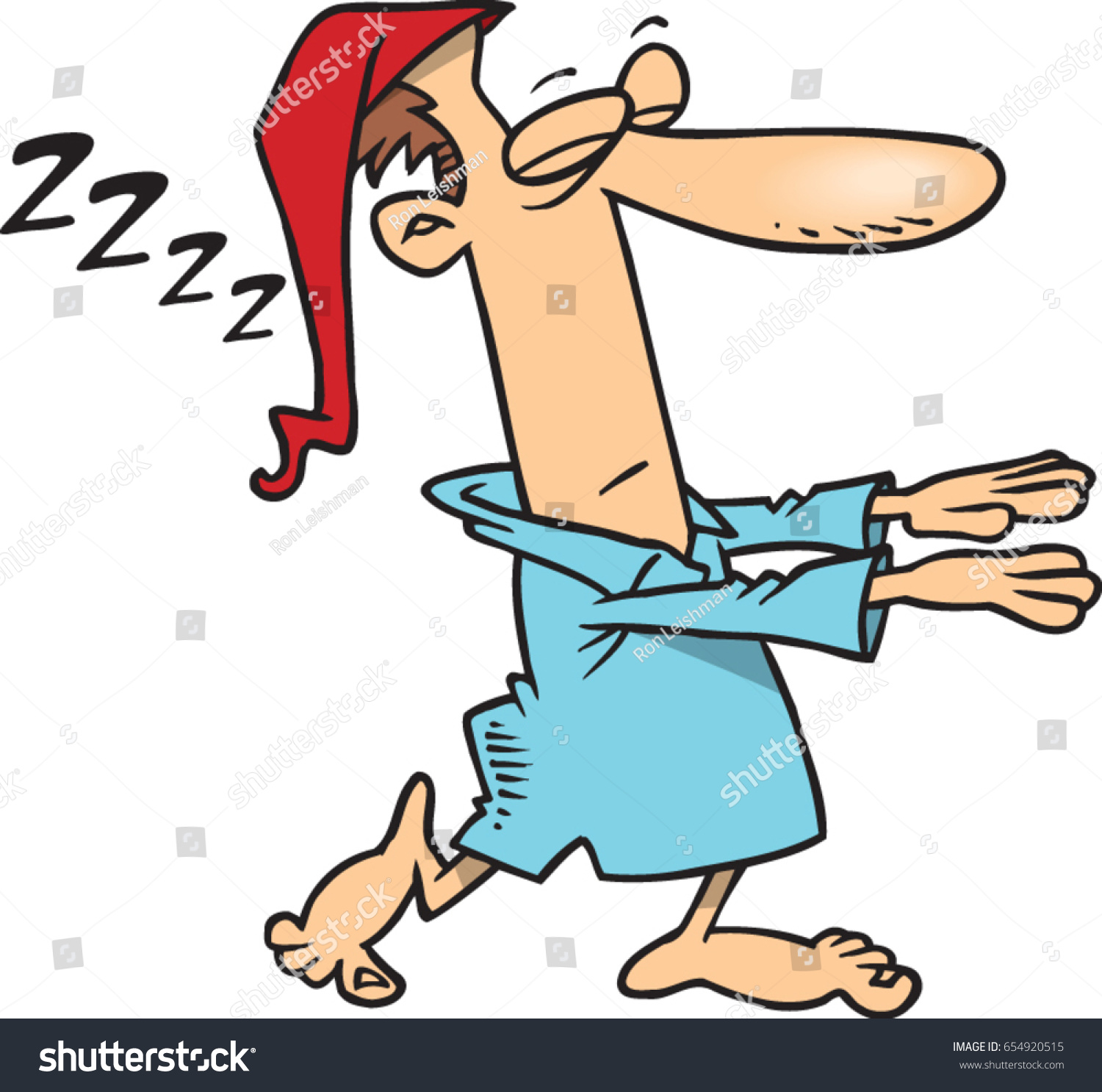 Cartoon Man Sleepwalking: เวกเตอร์สต็อก (ปลอดค่าลิขสิทธิ์) 654920515 ...