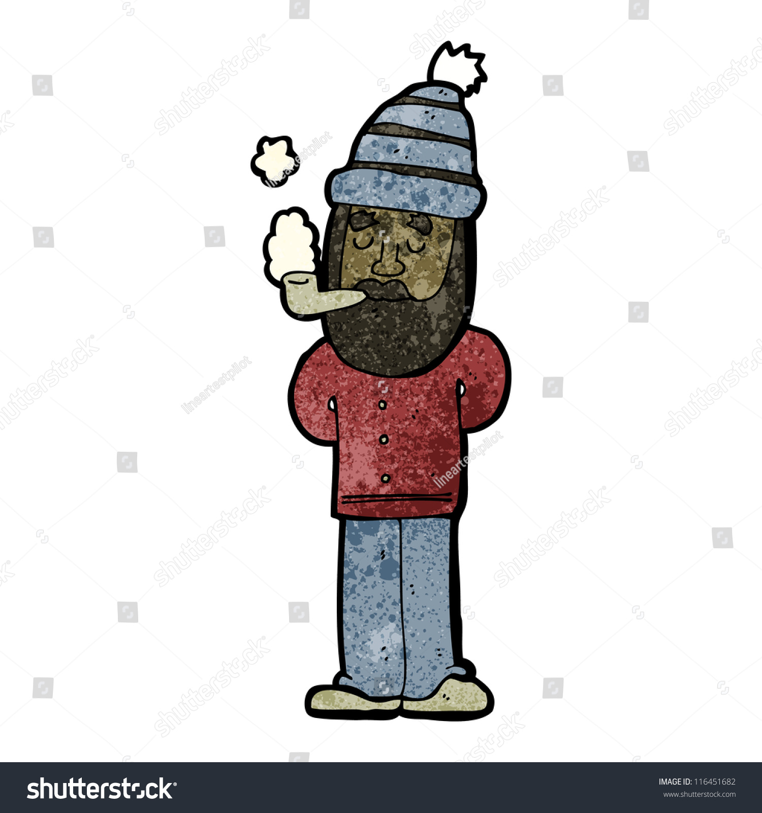 Cartoon Man Smoking Pipe Stock Vector (Royalty Free) 116451682