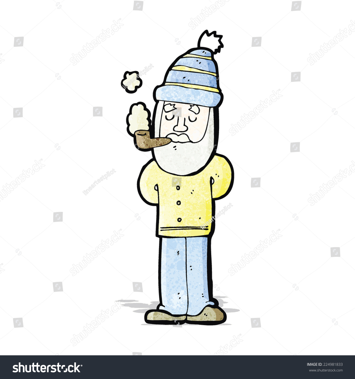 Cartoon Man Smoking Pipe Stock Vector (Royalty Free) 224981833 ...