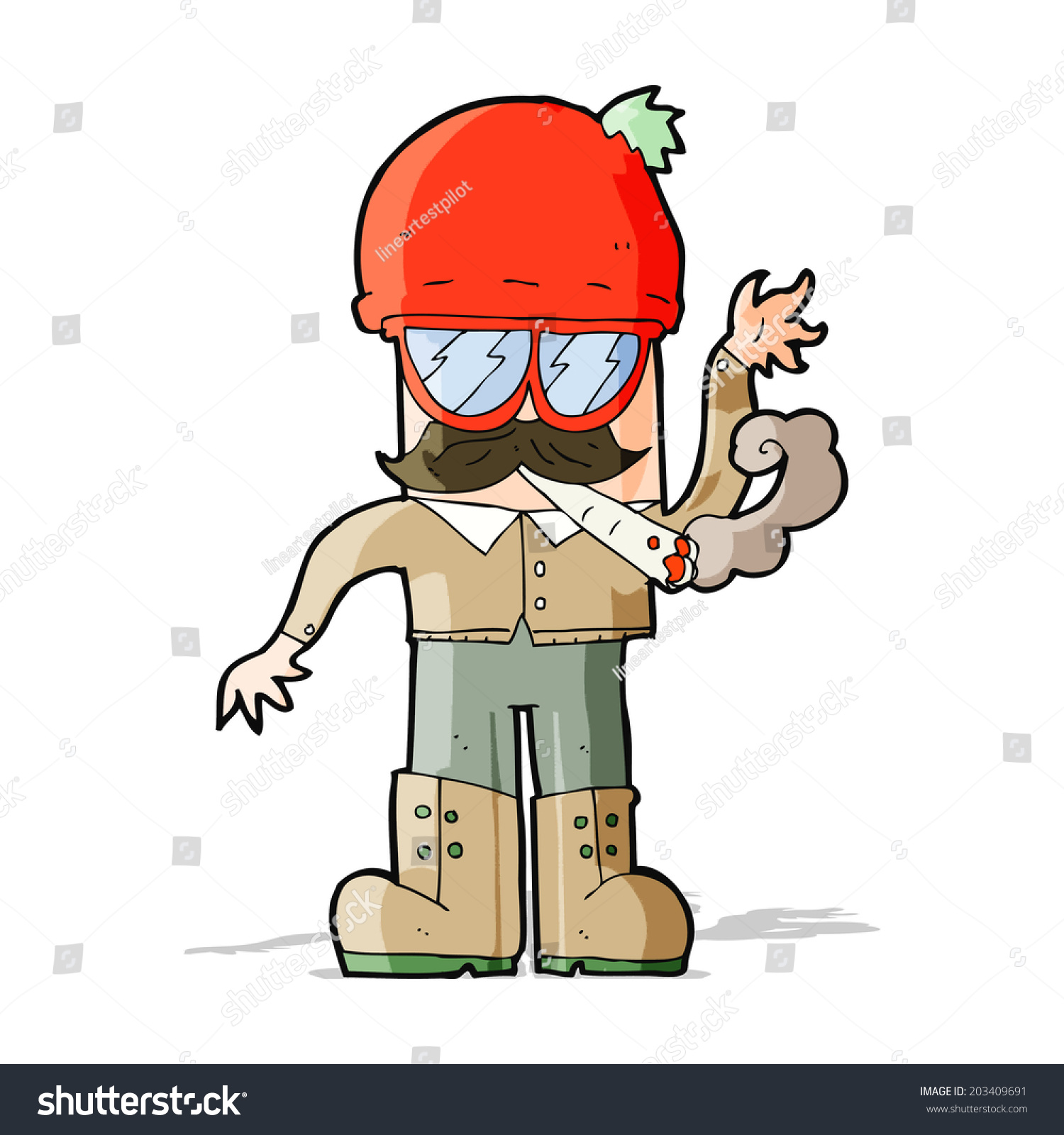 Cartoon Man Smoking Pot Stock Vector (Royalty Free) 203409691 ...