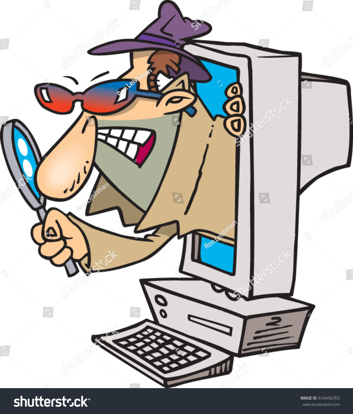 Cartoon Man Spy Ware Computer: Stock-Vektorgrafik (Lizenzfrei ...