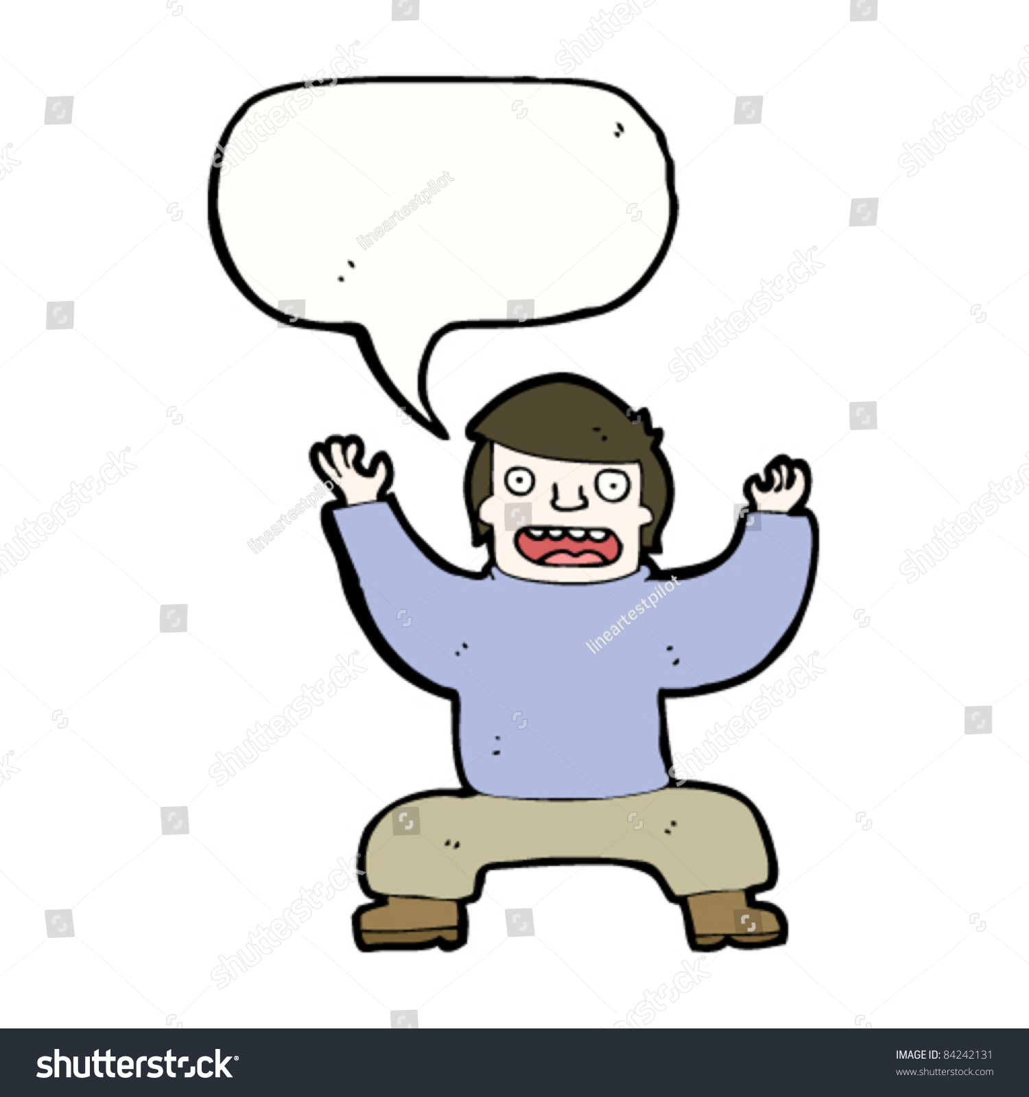 Cartoon Man Squatting: เวกเตอร์สต็อก (ปลอดค่าลิขสิทธิ์) 84242131