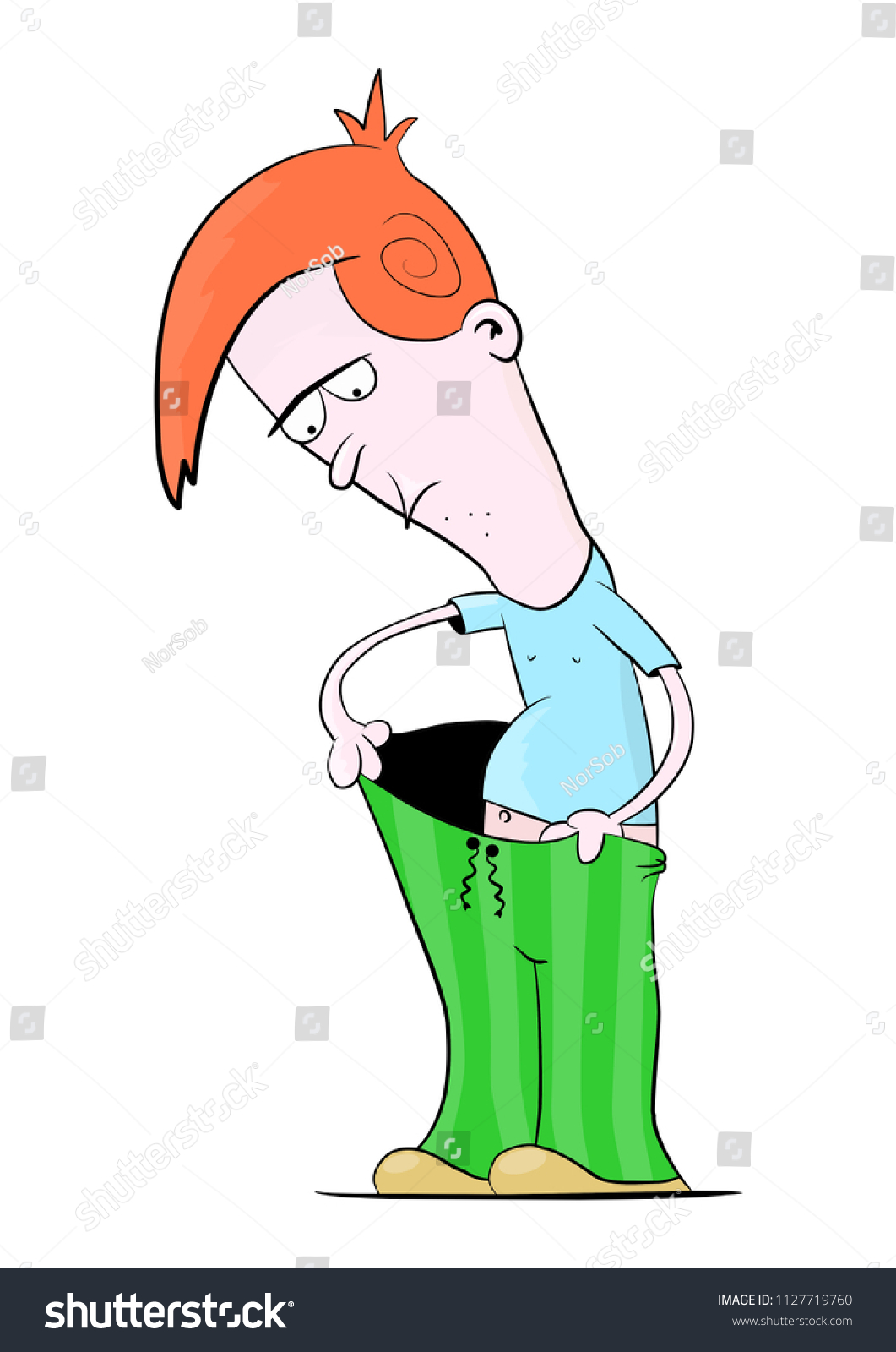 Cartoon Man Standing Looking Down Inside: Stock-Vektorgrafik ...