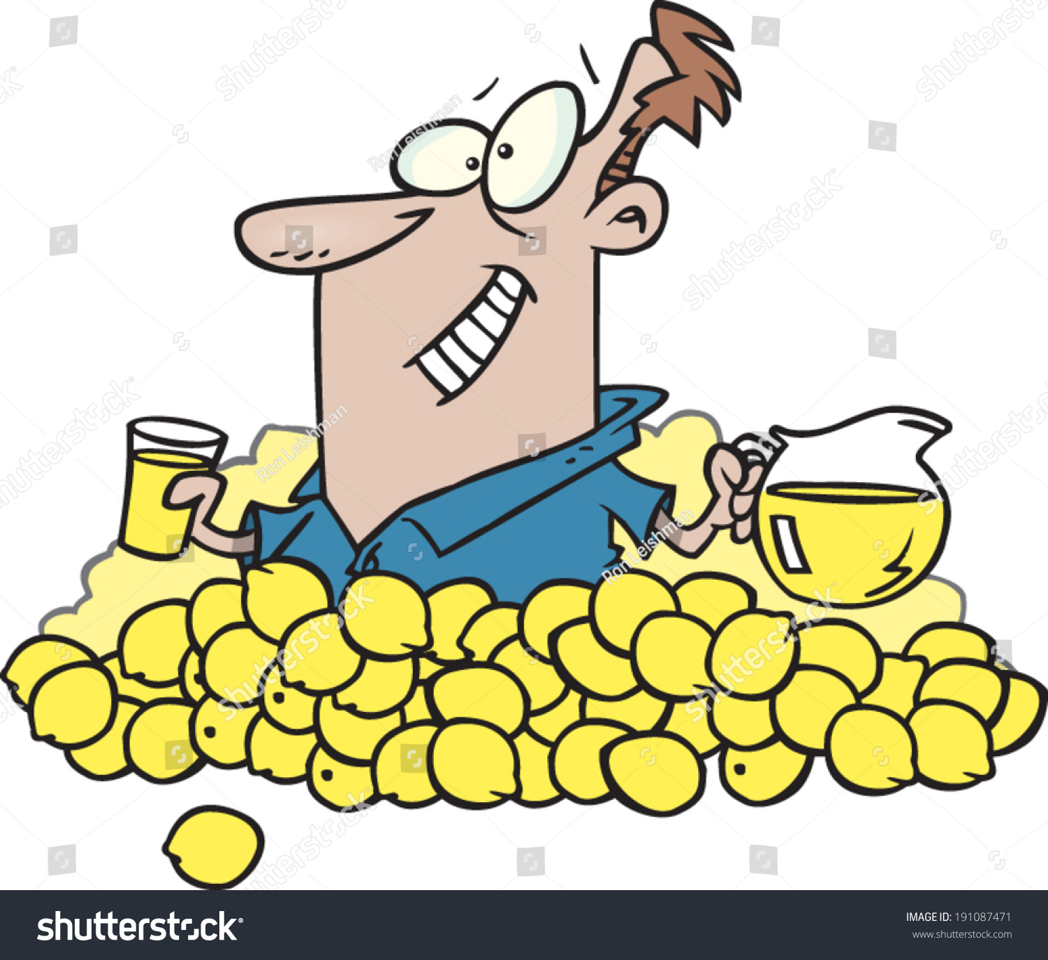 Cartoon Man Surrounded By Lemons Stock Vector (Royalty Free) 191087471