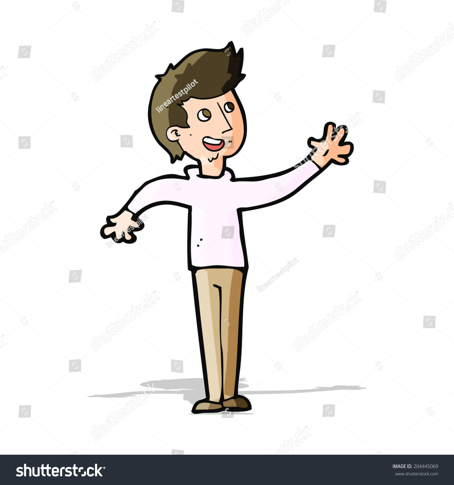 Cartoon Man Waving: vetor stock (livre de direitos) 204445069 ...