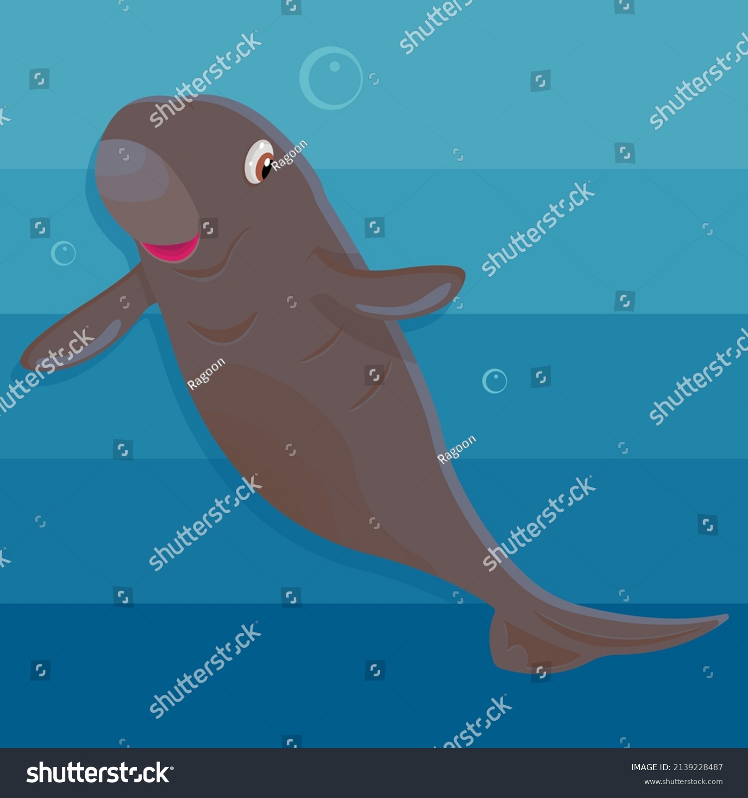 Cartoon Manatee Underwater Vector Illustration Stock Vector (Royalty ...