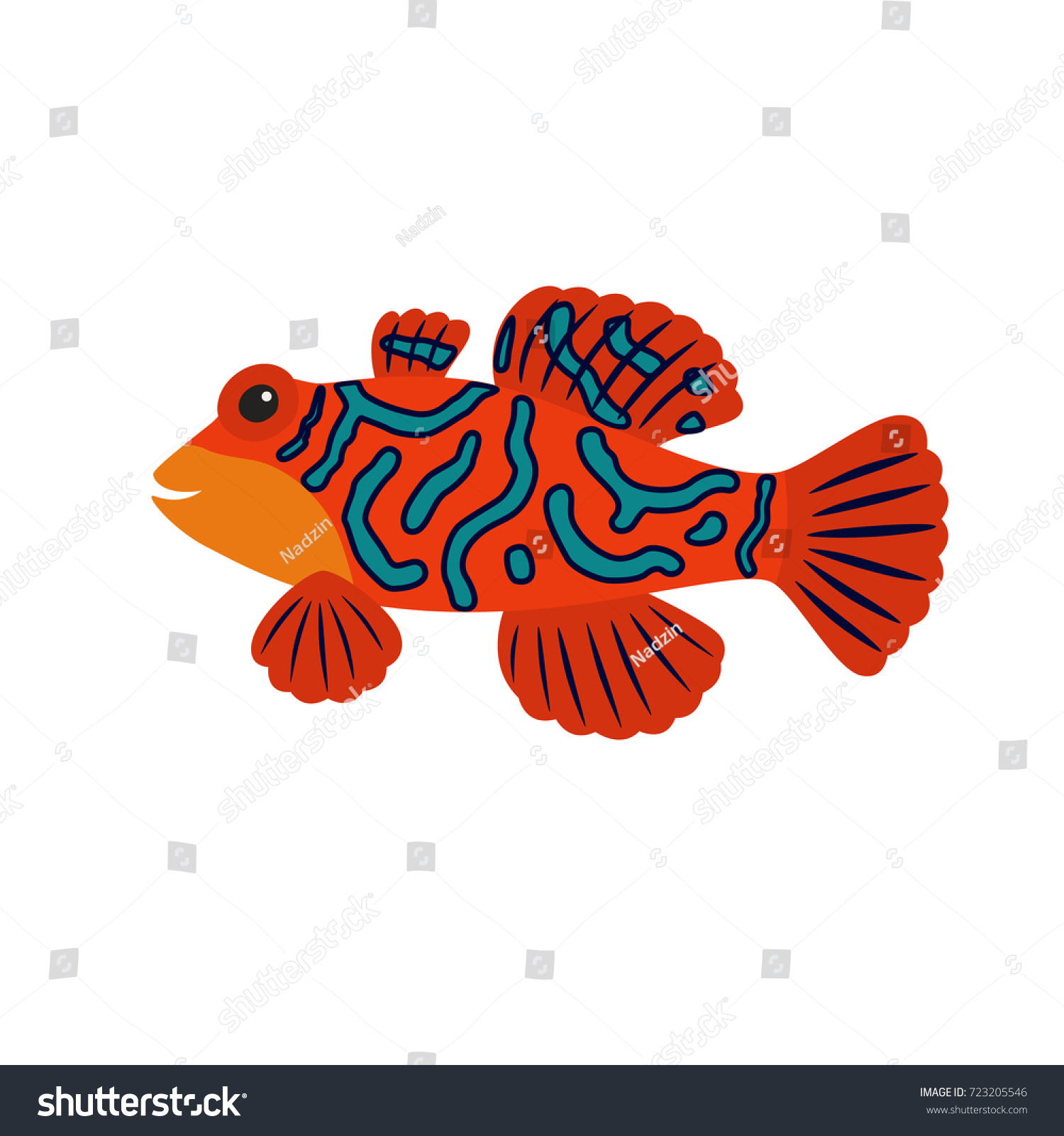 Cartoon Mandarin Fish Stock Vector (Royalty Free) 723205546