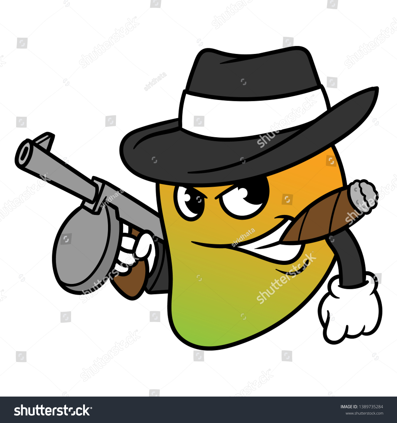 Cartoon Mango Mobster Vector Illustration Stock Vector (Royalty Free ...