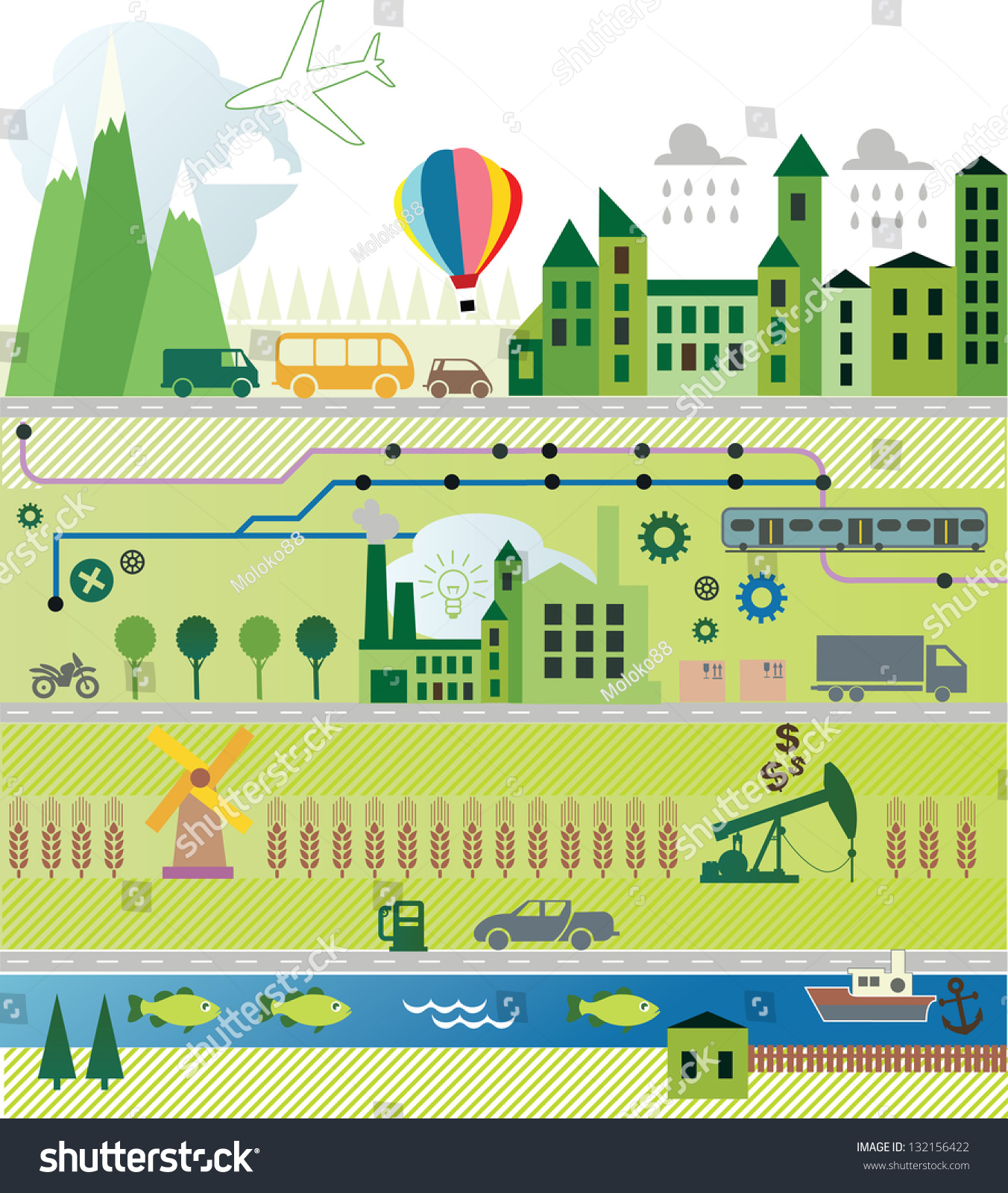 Cartoon Map City Seamless Pattern Stock Vector (Royalty Free) 132156422