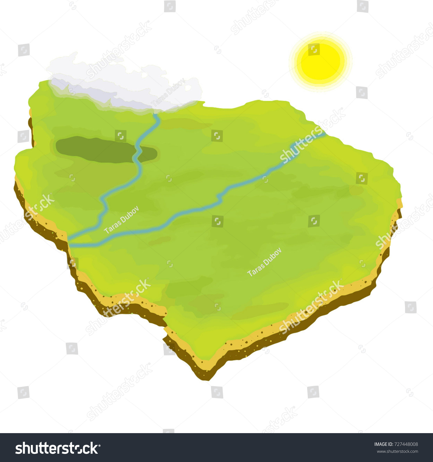 Cartoon Map Realistic Rivers Stock Vector (Royalty Free) 727448008