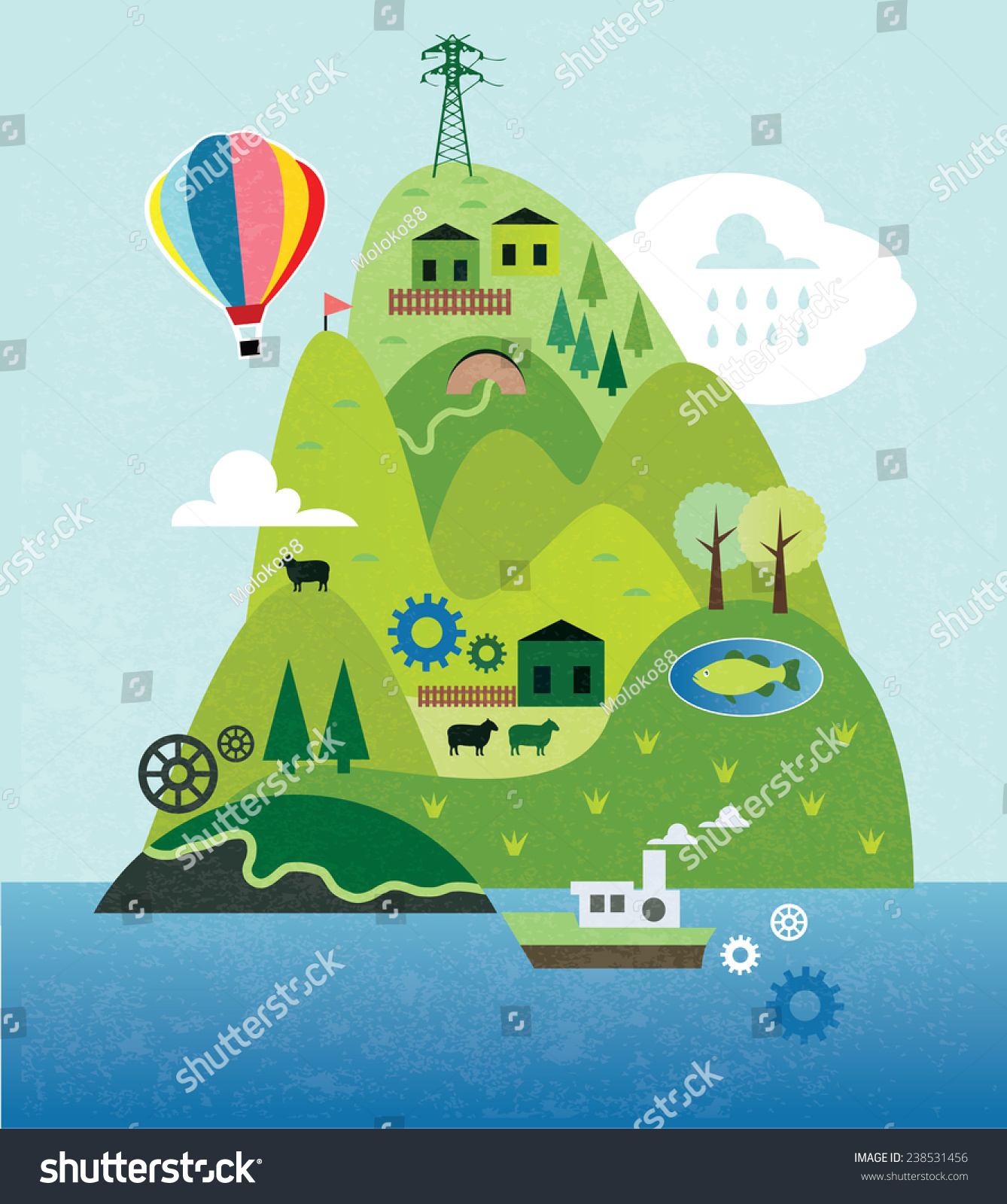 Cartoon Map Island Stock Vector 238531456 - Shutterstock