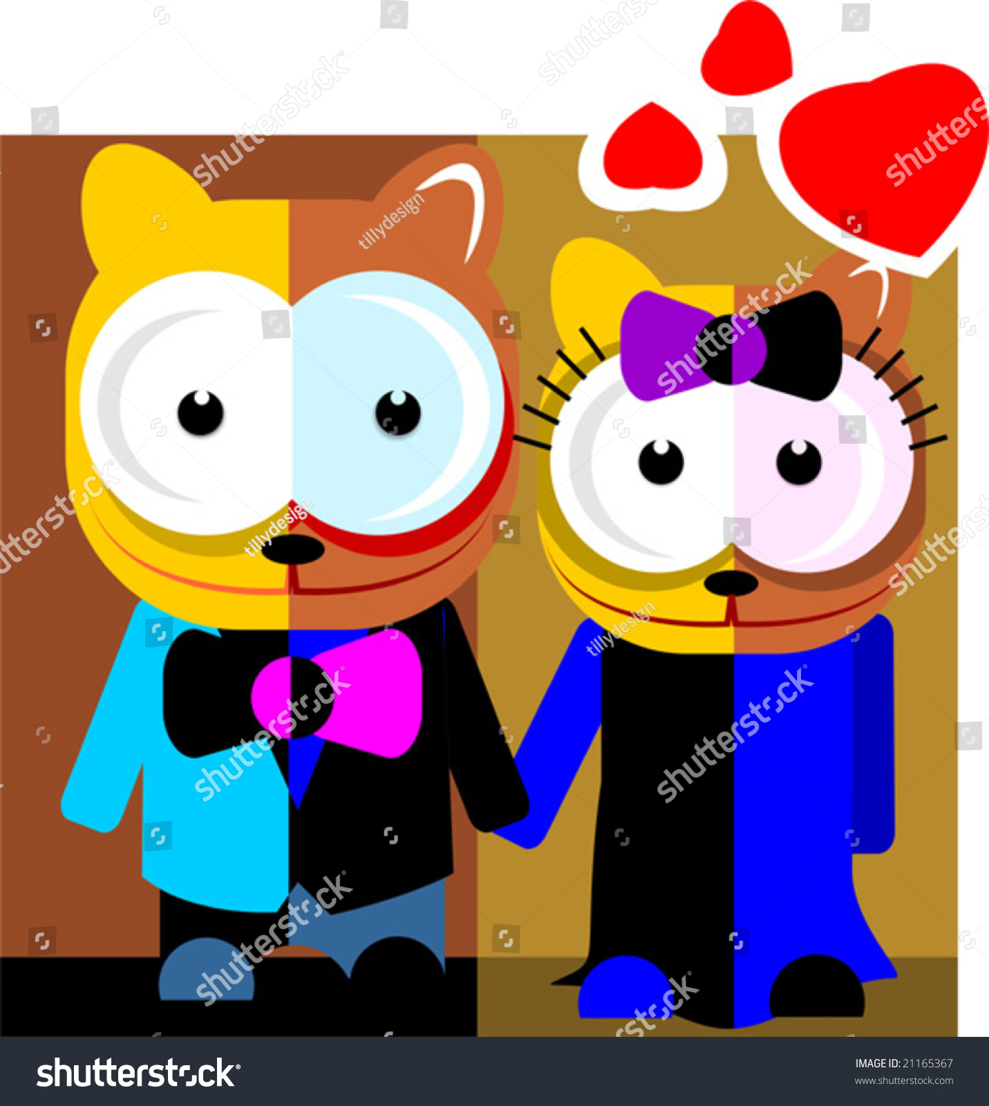 Cartoon Married Cats Stock Vector Illustration 21165367 : Shutterstock