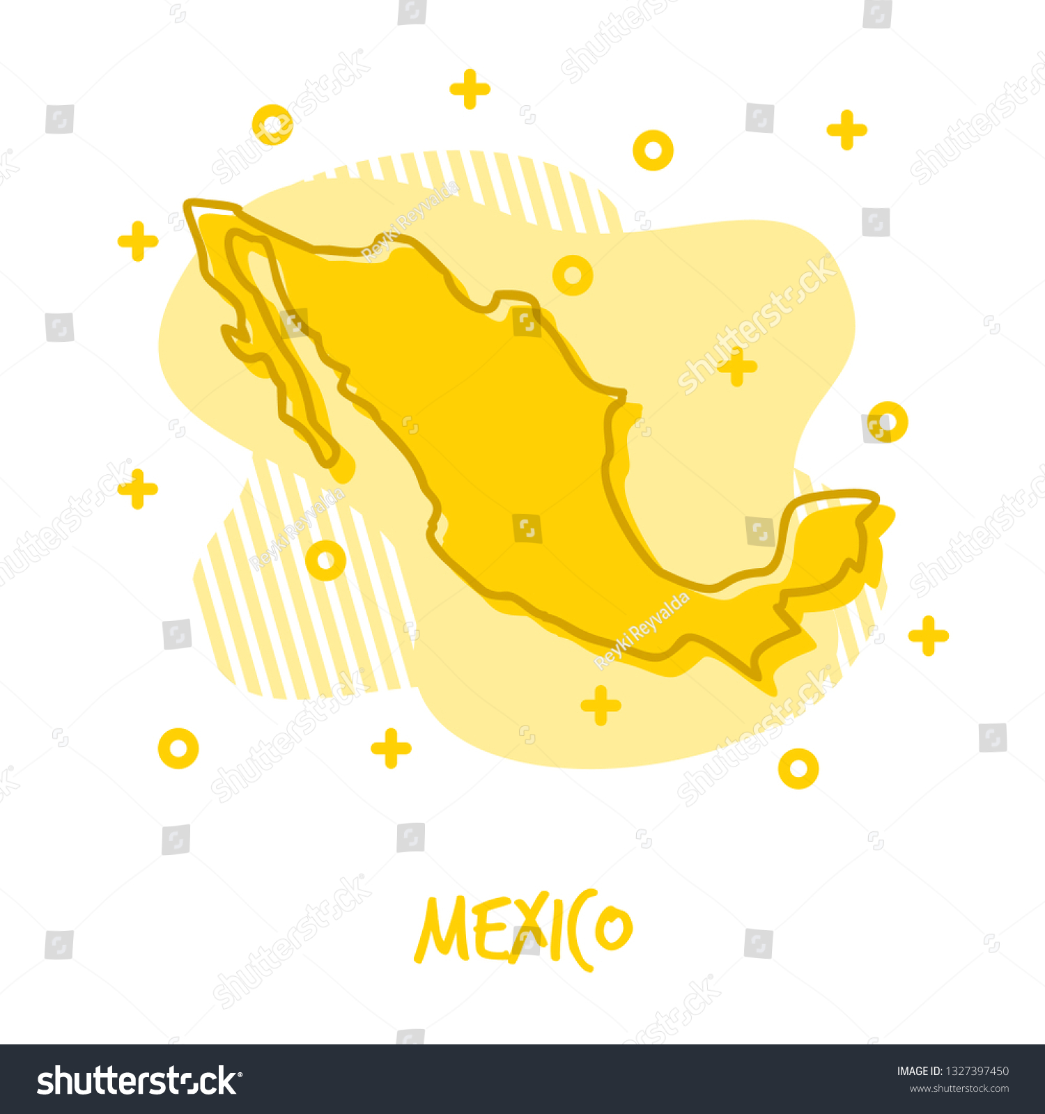 Vektor Stok Cartoon Mexico Map (Tanpa Royalti) 1327397450 | Shutterstock