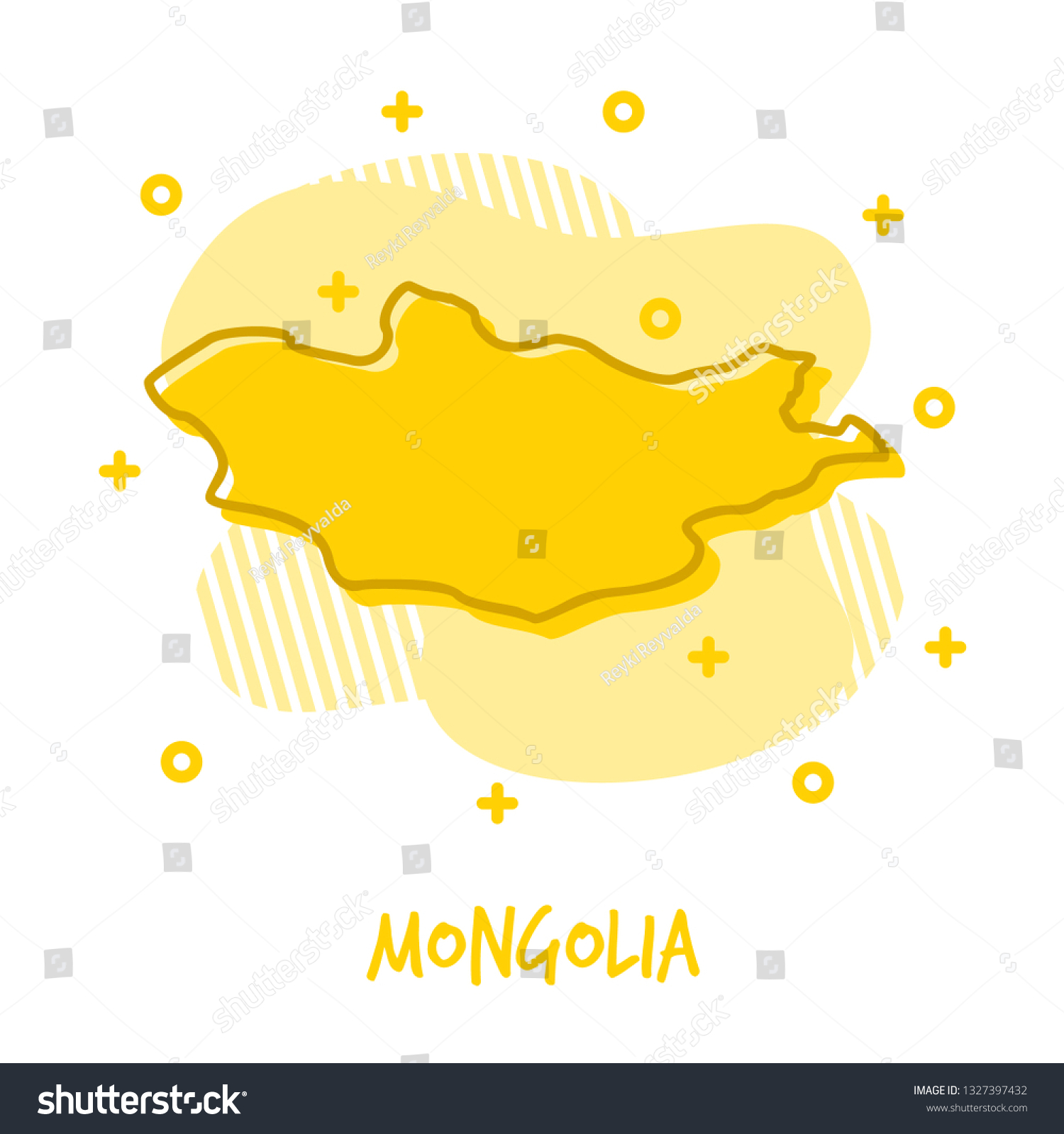 Cartoon Mongolia Map Stock Vector (Royalty Free) 1327397432