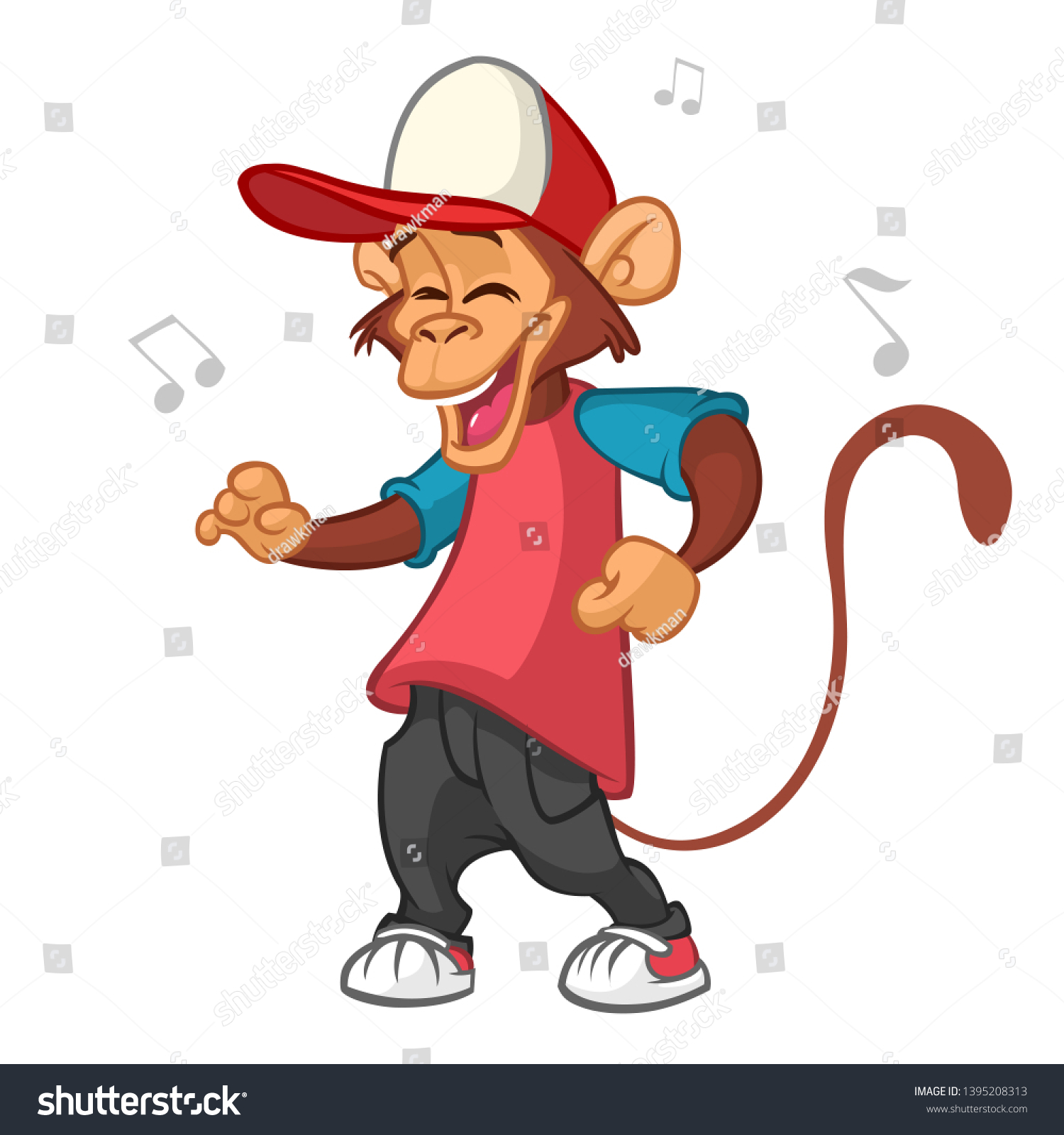 Cartoon Monkey Dancing Vector Illustration Chimpanzee: vector de stock ...
