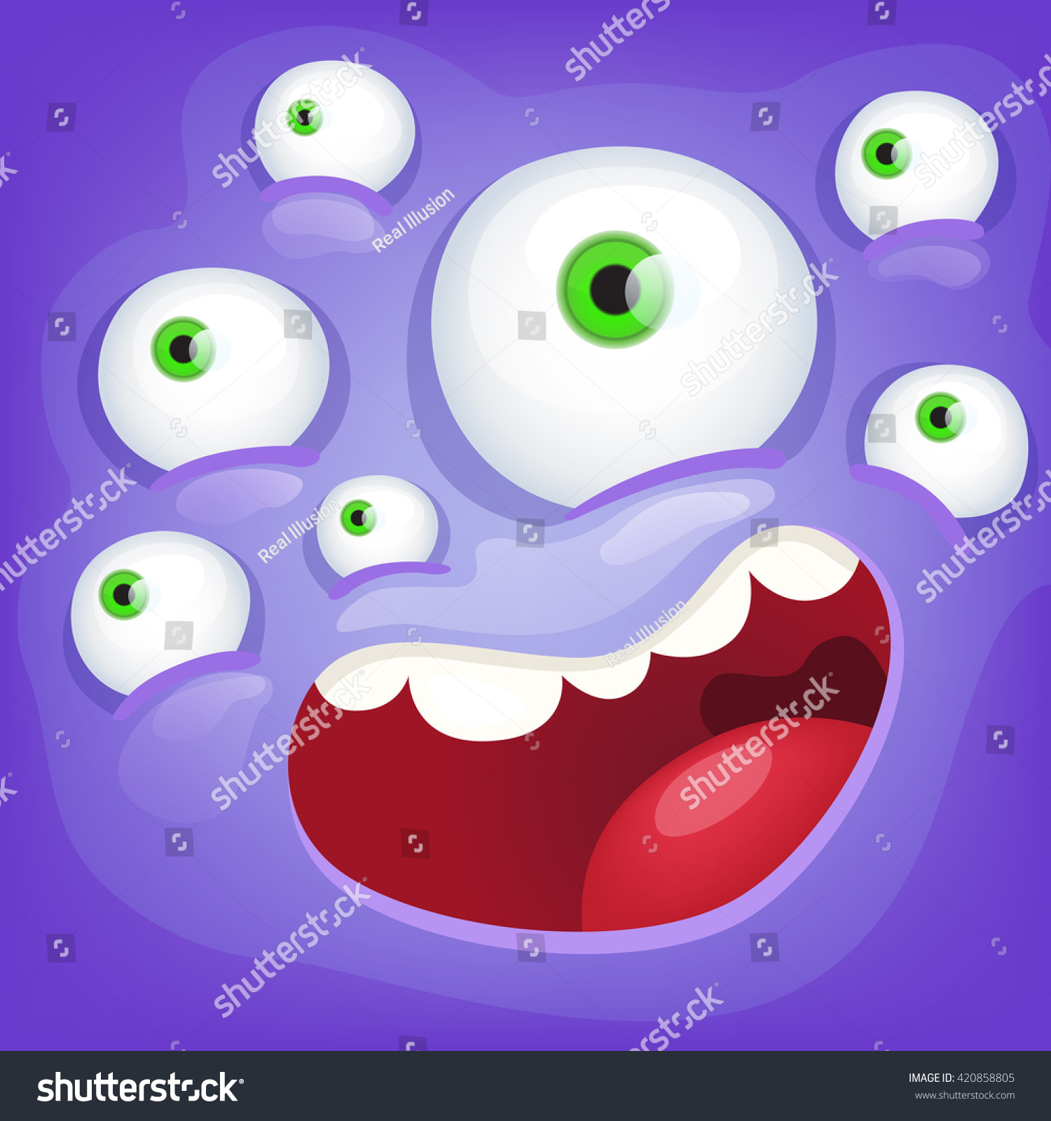 Cartoon Monster Face Stock Vector (Royalty Free) 420858805