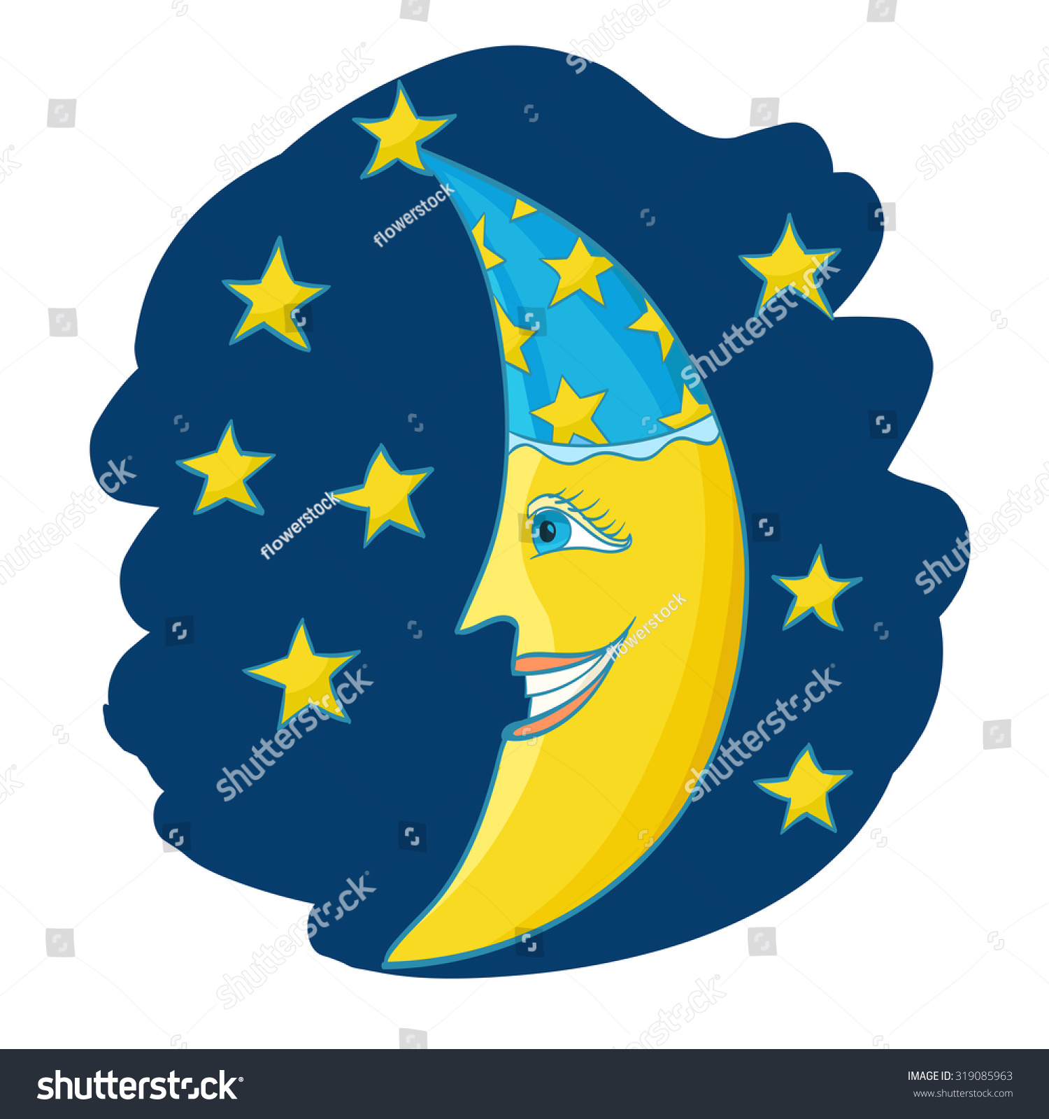 Cartoon Moon Hat Vector: vector de stock (libre de regalías) 319085963 ...