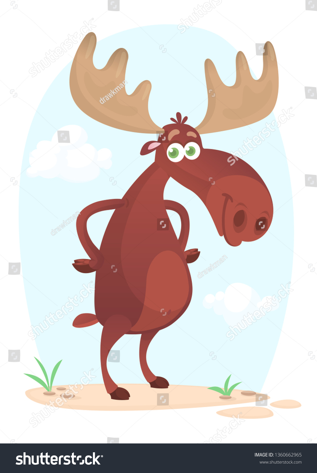 Cartoon Moose Illustration Stock Vector (Royalty Free) 1360662965 ...
