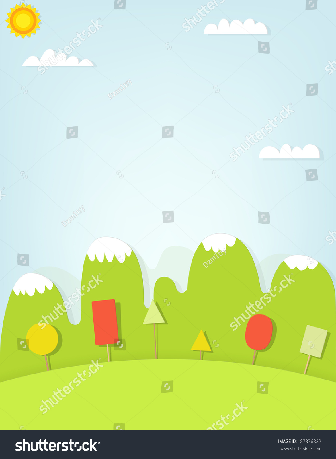 Cartoon Mountain Landscape Stock Vector (Royalty Free) 187376822 ...