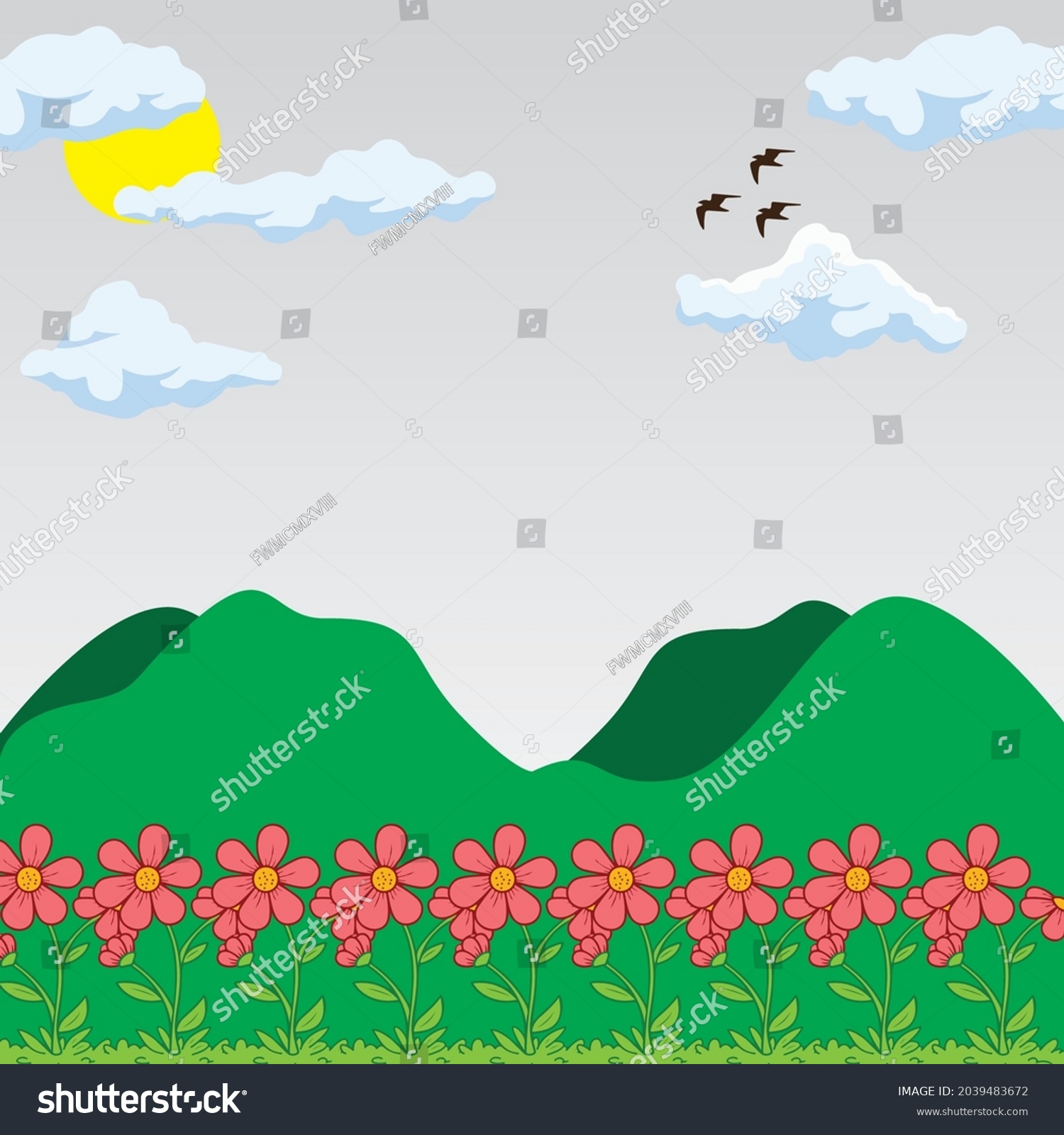 Cartoon Mountain Landscape Background Vector Stock Vector (Royalty Free ...