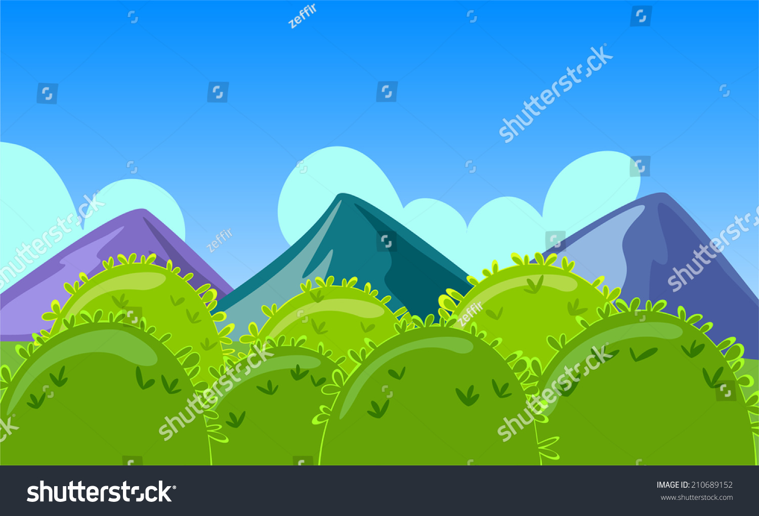 Cartoon Mountains Landscape Stock Vector (Royalty Free) 210689152