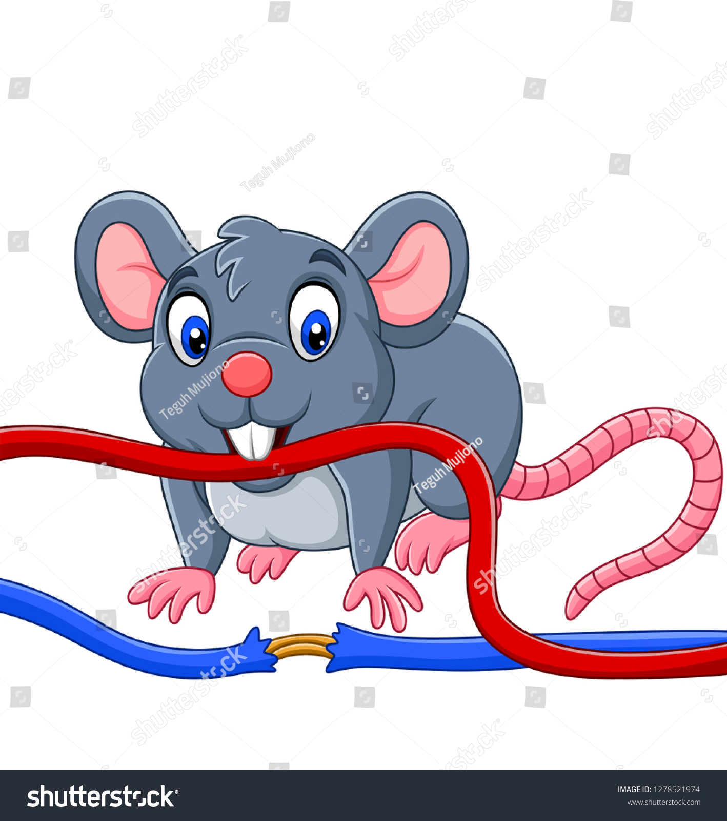 Cartoon Mouse Biting Cable Stock Vector (Royalty Free) 1278521974