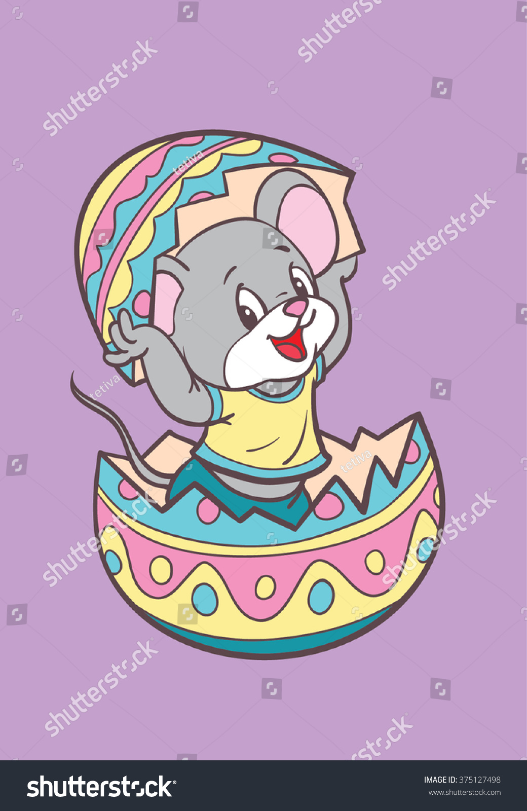 Cartoon Mouse Easter Egg Coloring Happy Stock Vector (Royalty Free ...