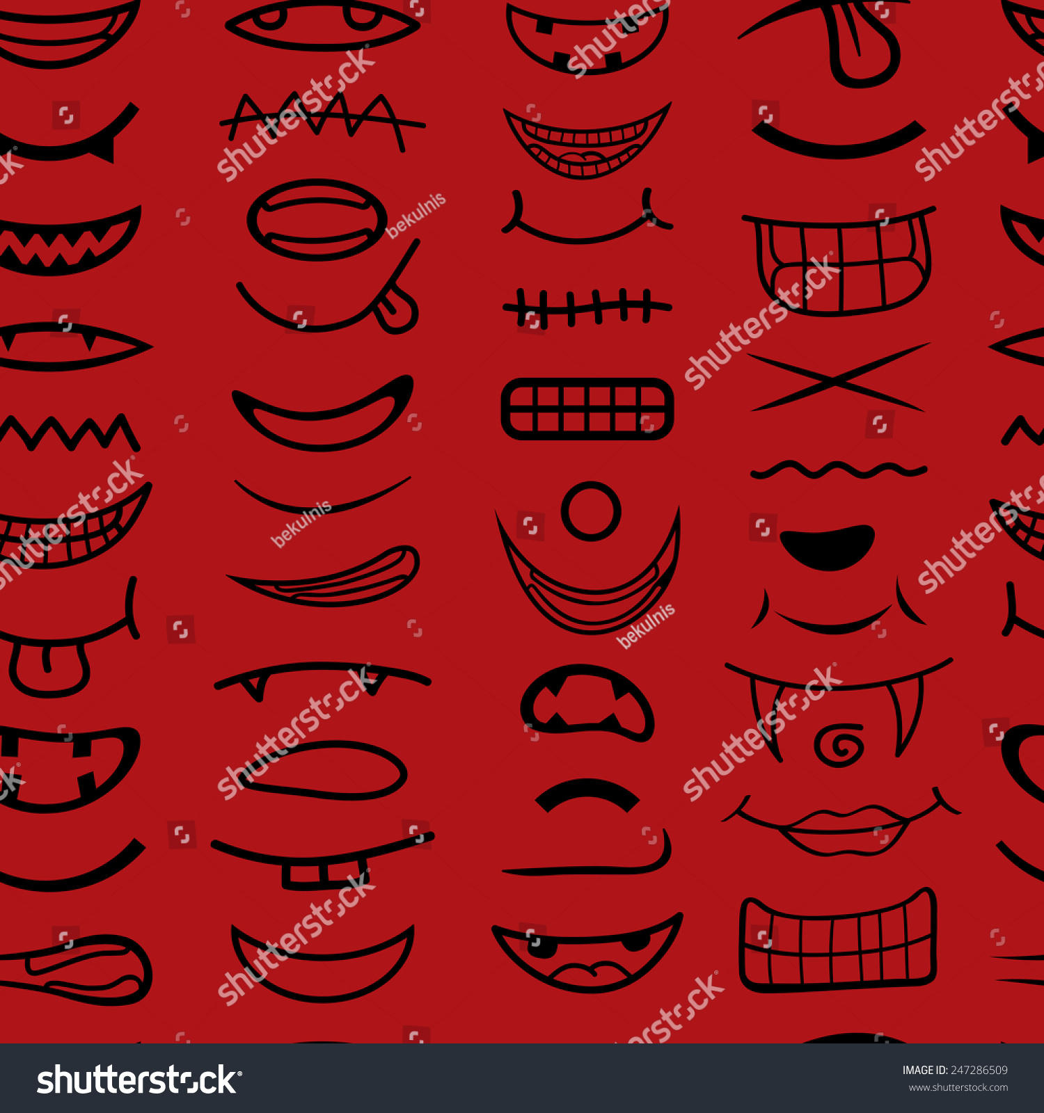 Cartoon Mouth Seamless Pattern Stock Vector (Royalty Free) 247286509
