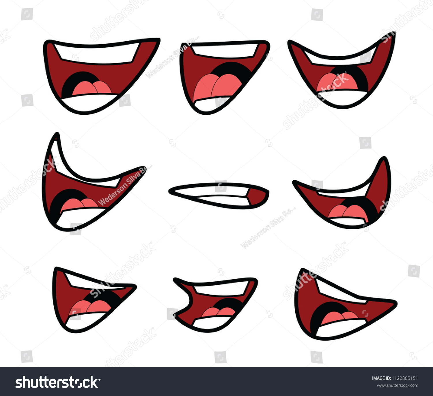 Cartoon Mouth Set Stock Vector (Royalty Free) 1122805151 | Shutterstock