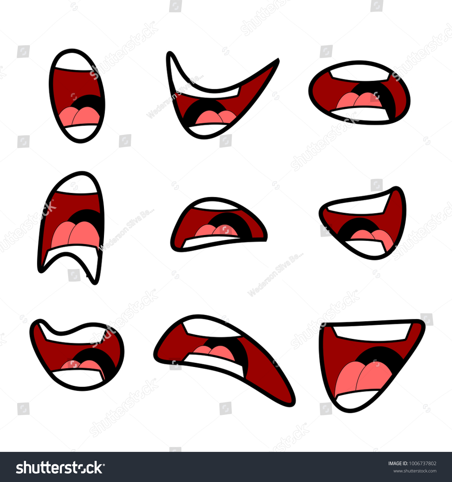 Cartoon Mouth Set Vector Illustration: เวกเตอร์สต็อก (ปลอดค่าลิขสิทธิ์ ...