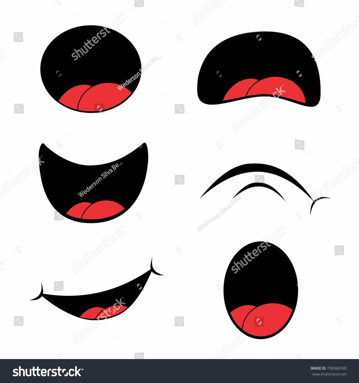 Cartoon Mouth Vector Set Stock Vector (Royalty Free) 758366590