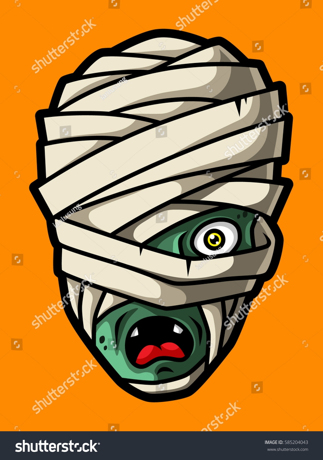 Cartoon Mummy Head Stock Vector (Royalty Free) 585204043