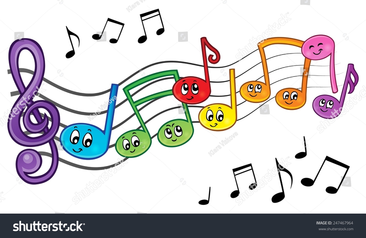 Cartoon Music Notes Theme Image 2: vetor stock (livre de direitos ...