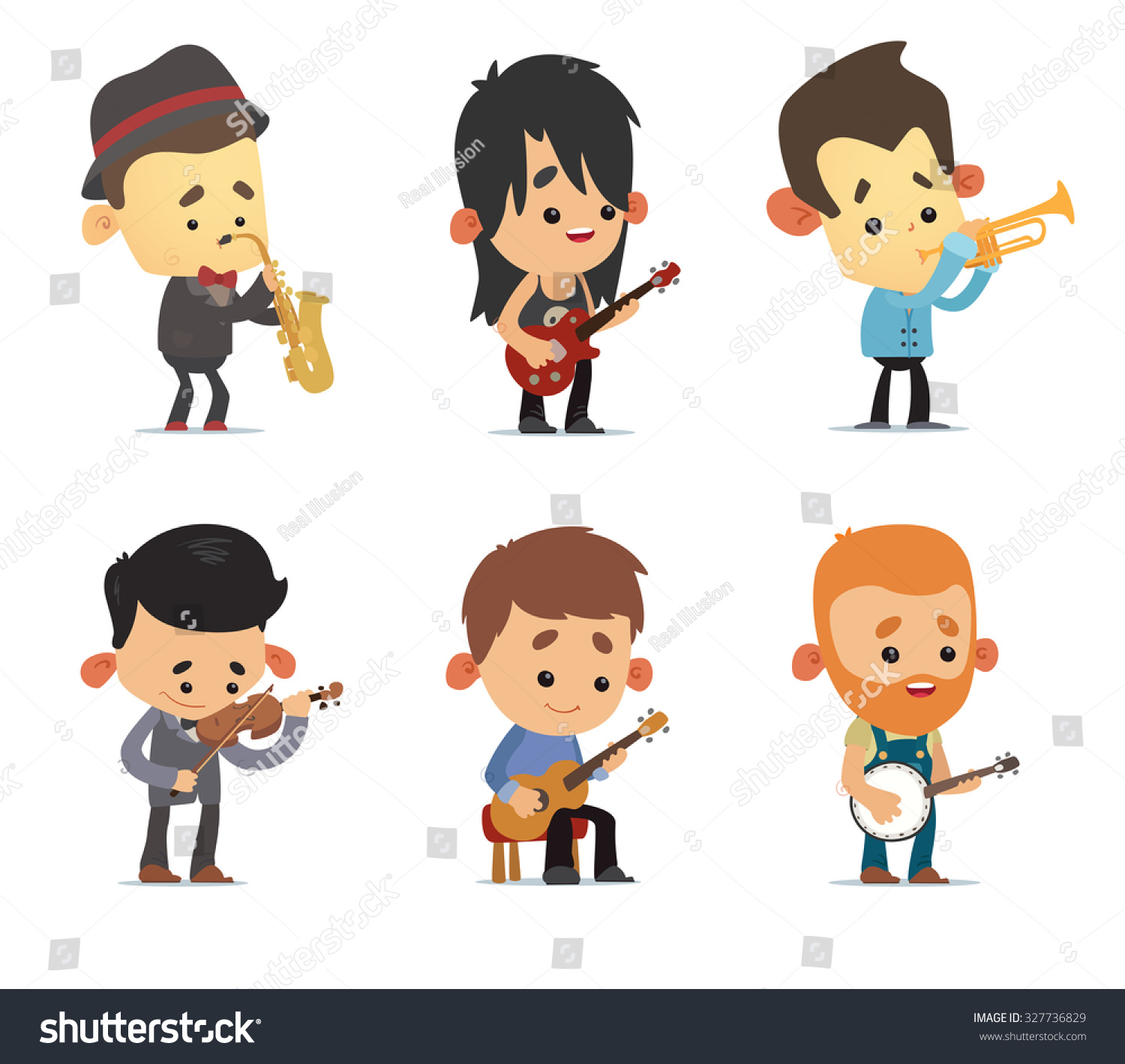 Cartoon Musicians Stock Vector (Royalty Free) 327736829