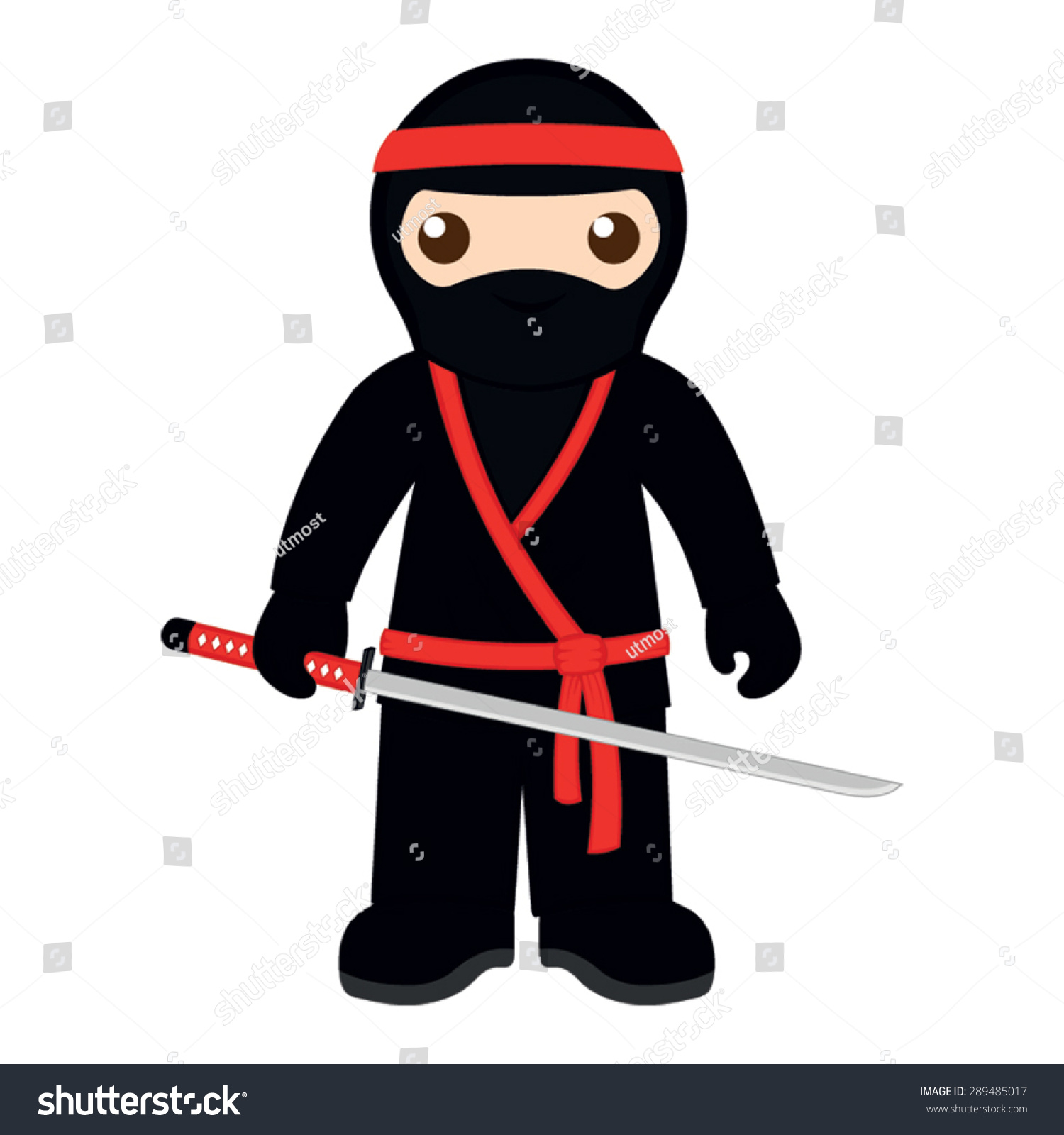Cartoon Ninja Sword: vector de stock (libre de regalías) 289485017