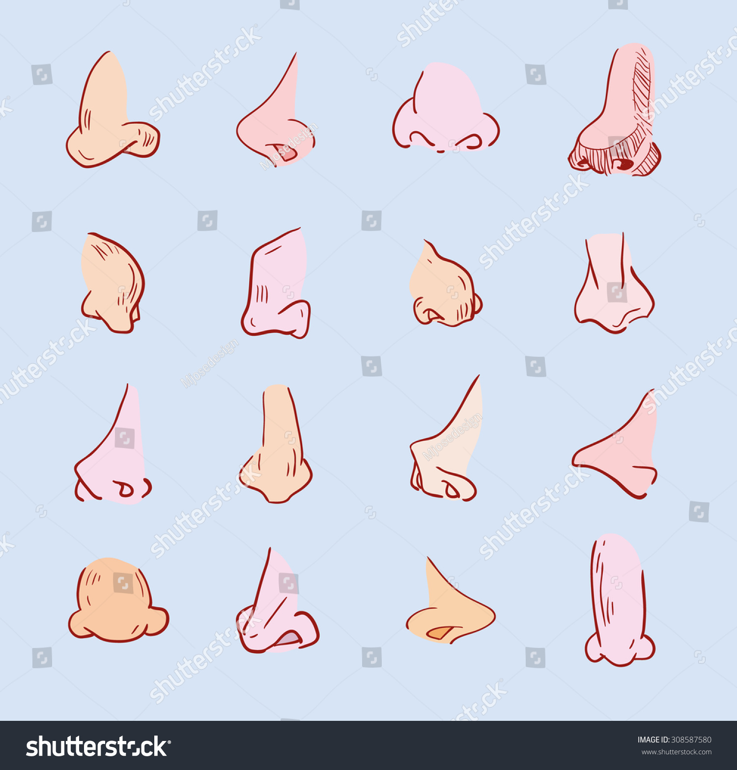Cartoon Nose Set Vector Illustration Stock Vector (Royalty Free ...