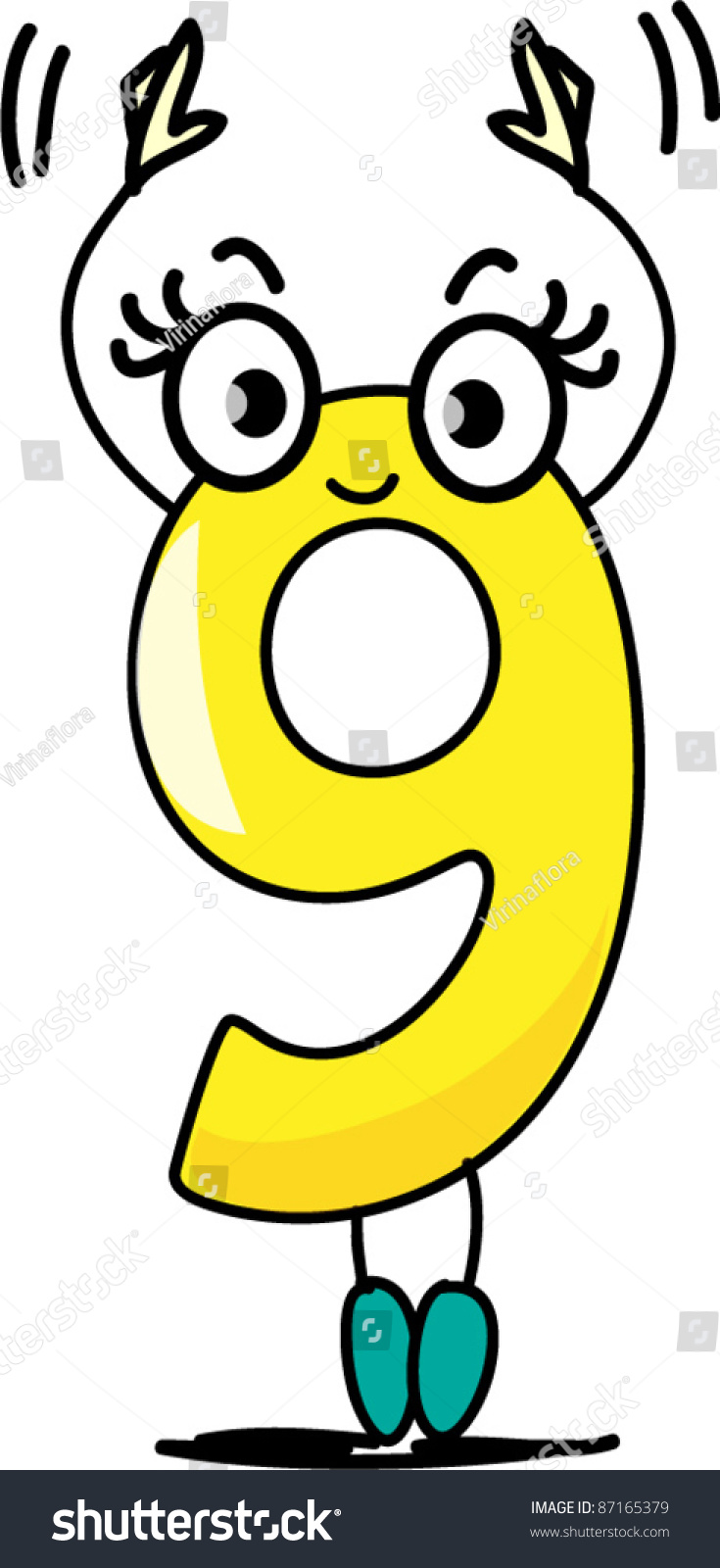 Cartoon Number Nine Stock Vector Illustration 87165379 : Shutterstock