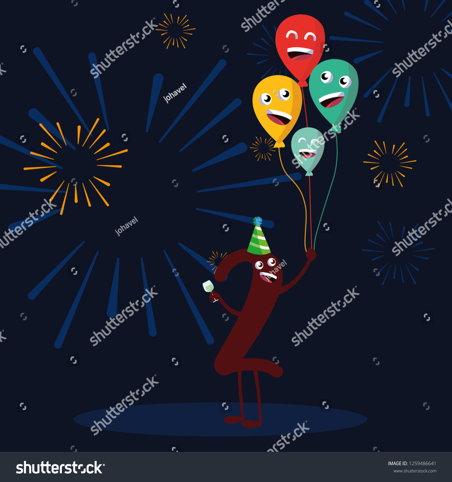 Cartoon Number Two Design Stock Vector (Royalty Free) 1259486641