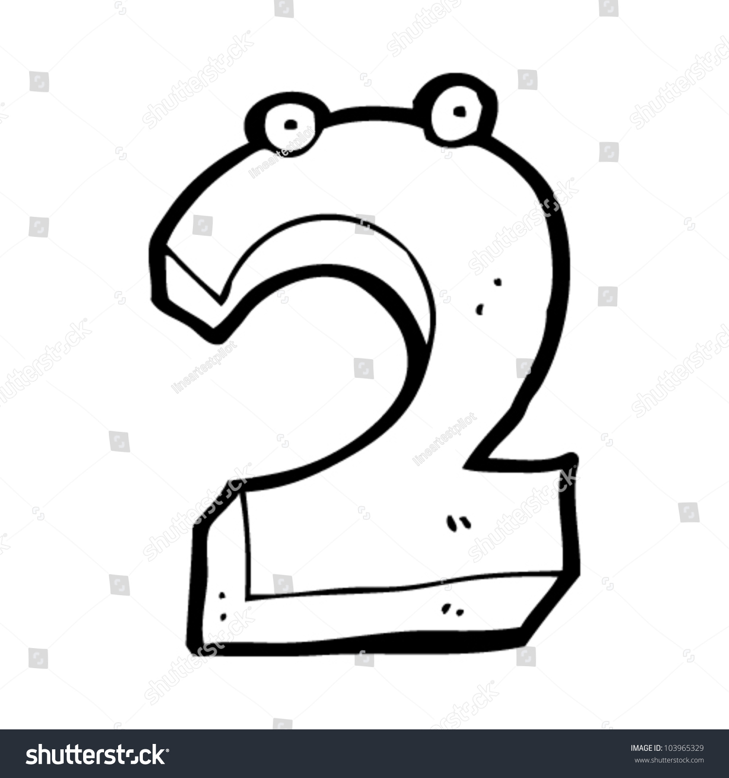 Cartoon Number 2 With Face Stock Vector Illustration 103965329 ...