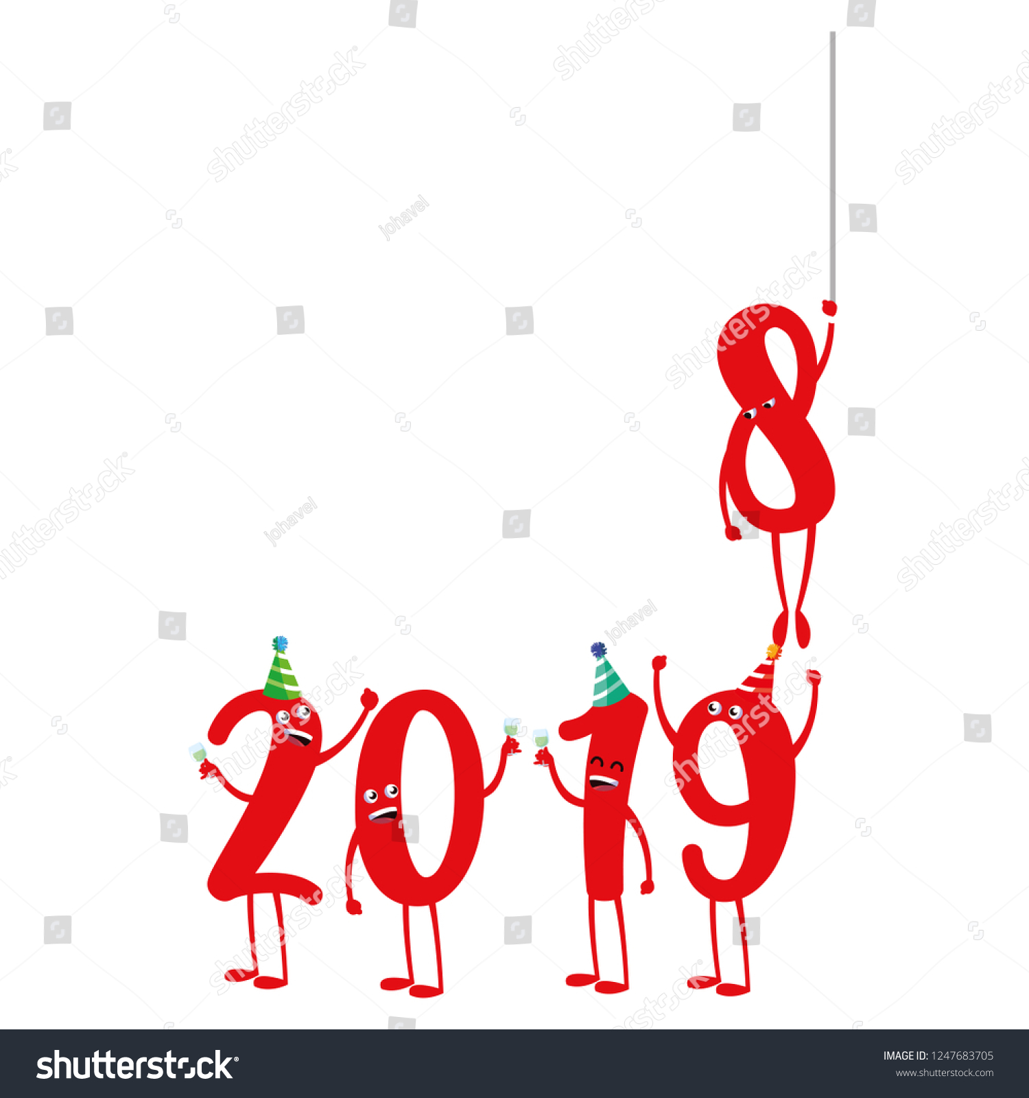Cartoon 2019 Numbers Design Stock Vector (Royalty Free) 1247683705 ...