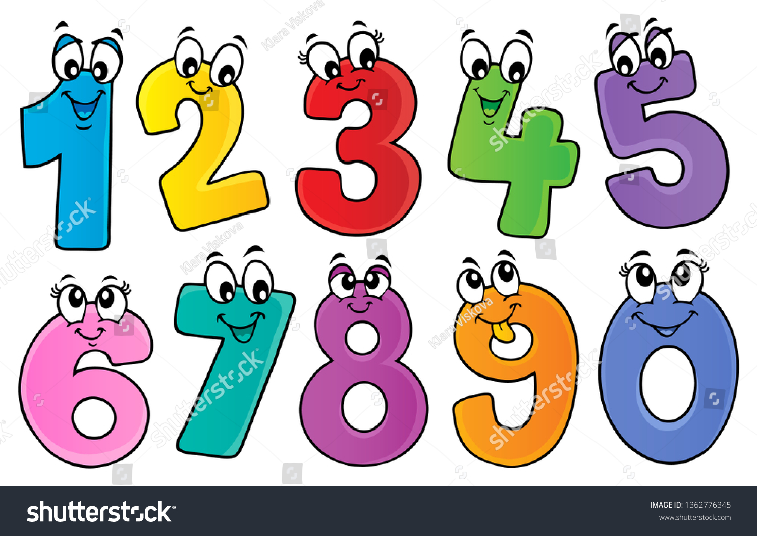 Cartoon Numbers Theme Set 1 Eps10: เวกเตอร์สต็อก (ปลอดค่าลิขสิทธิ์ ...