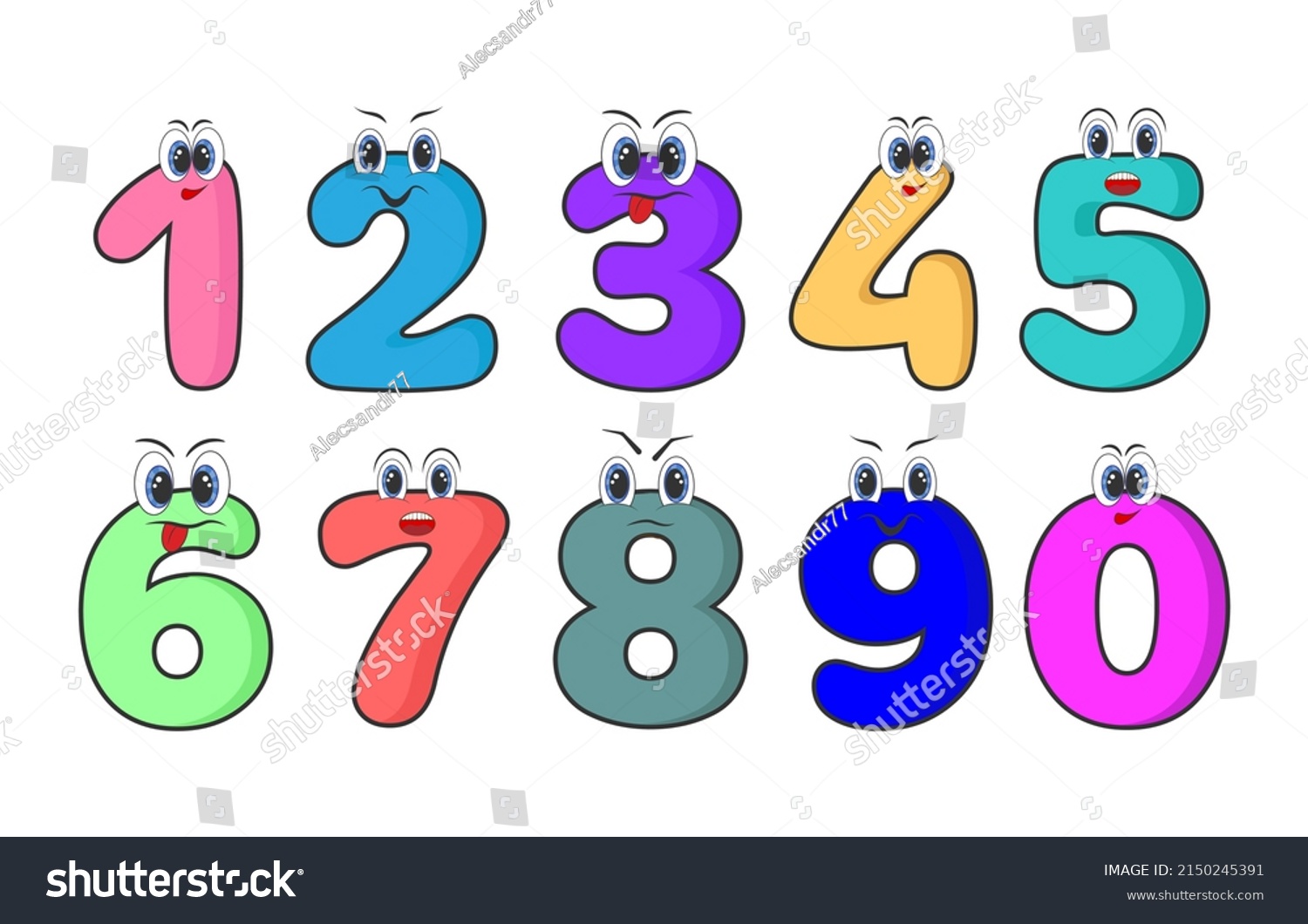 Cartoon Numbers Theme Set 1 Eps10 Stock Vector (Royalty Free ...