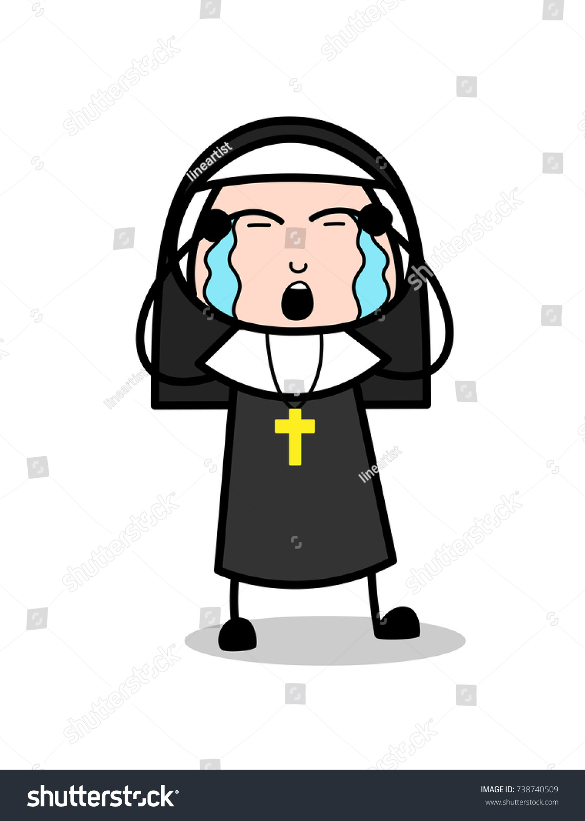 Cartoon Nun Crying Loudly Face Vector: Vector có sẵn (miễn phí bản ...