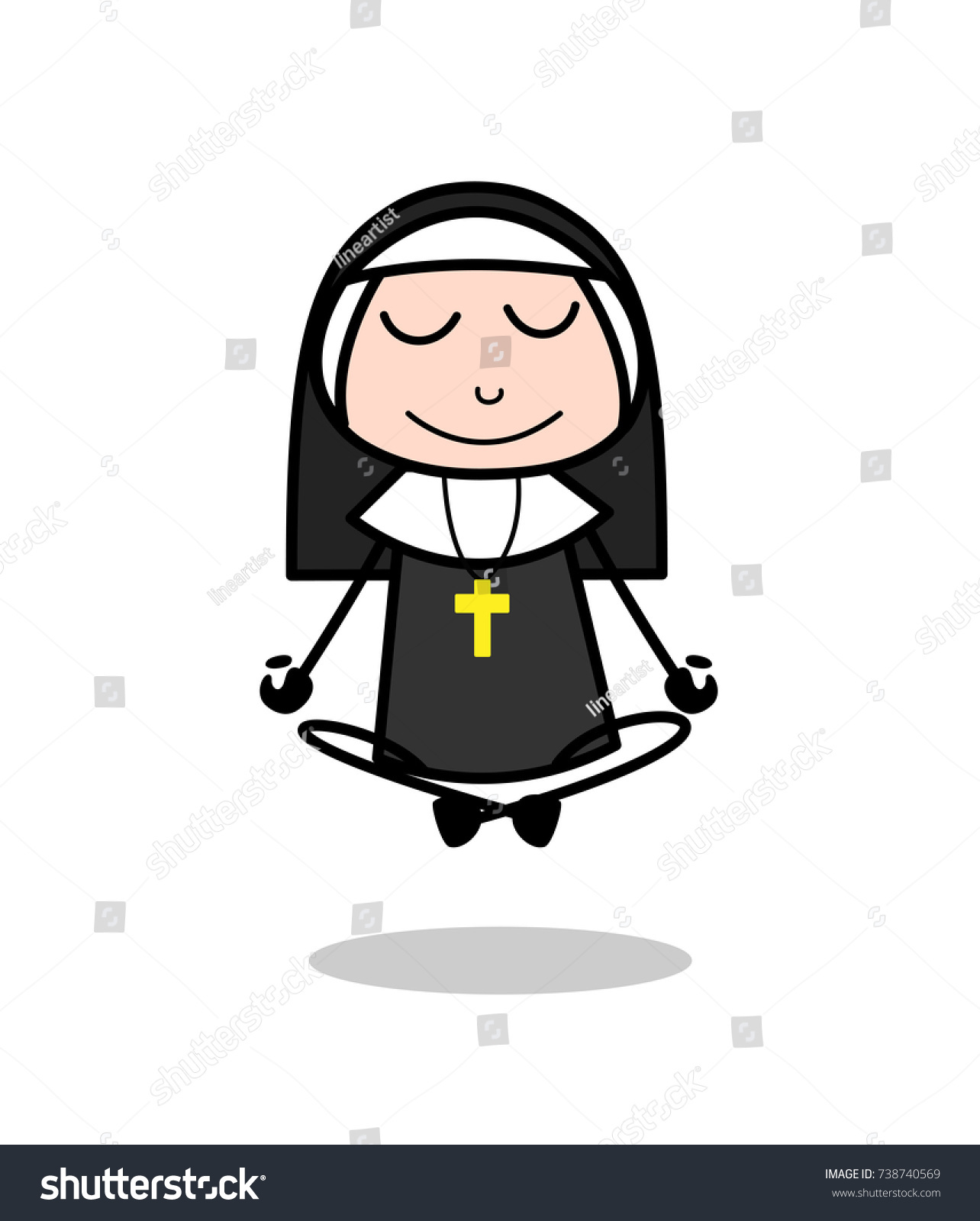 Cartoon Nun Doing Meditation Vector: เวกเตอร์สต็อก (ปลอดค่าลิขสิทธิ์ ...