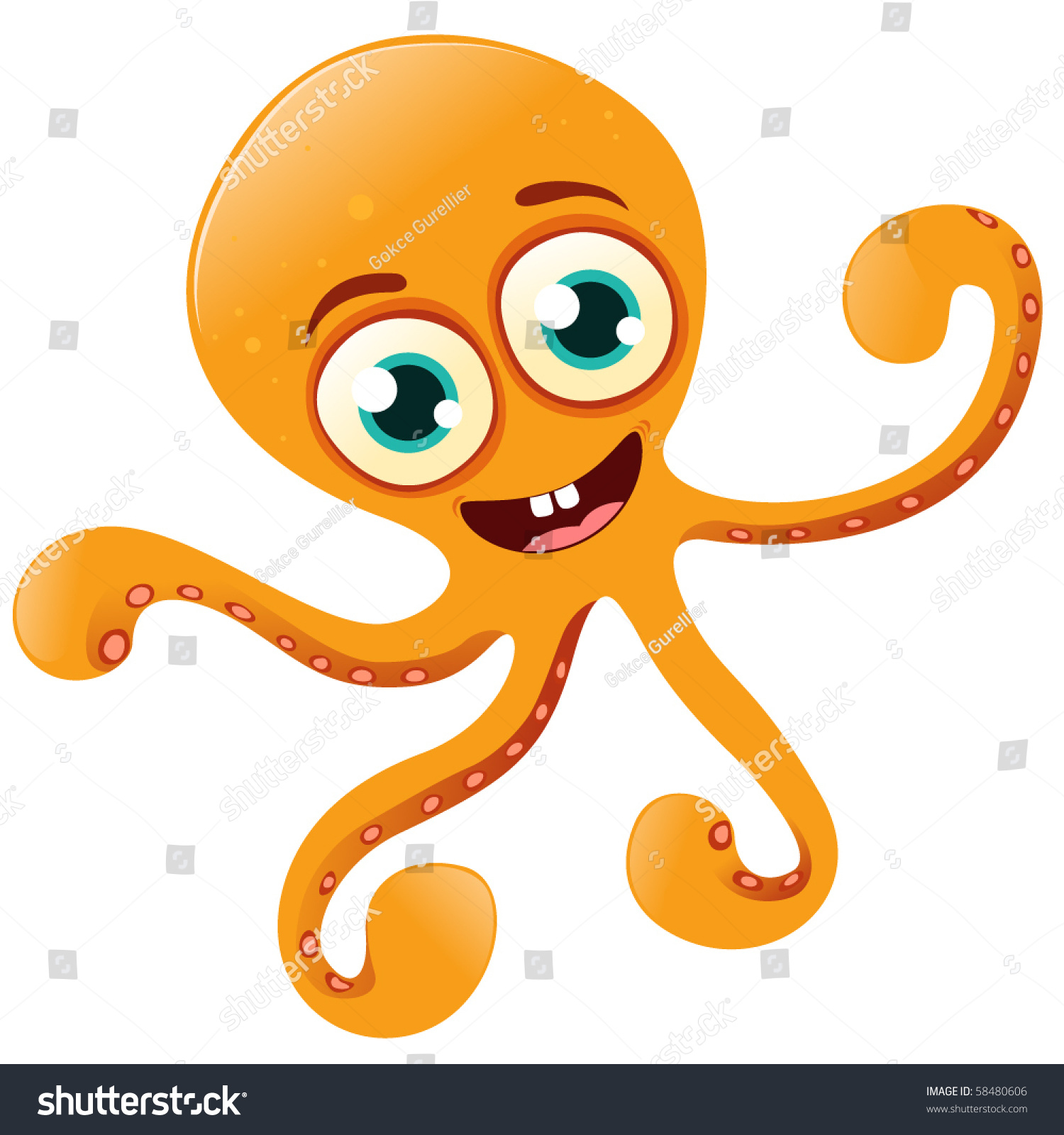 Cartoon Octopus Character Stock Vector 58480606 : Shutterstock