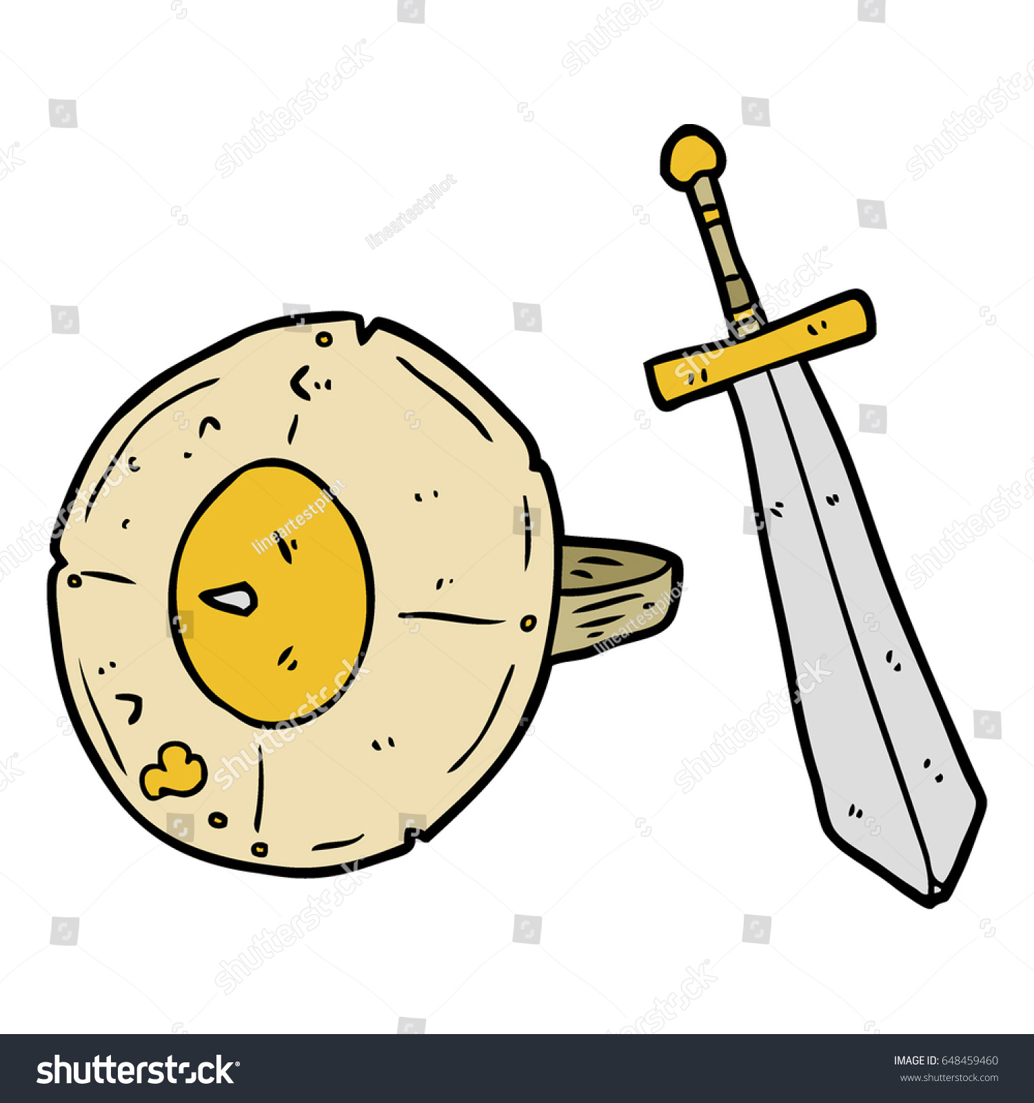 Cartoon Old Gladiator Shield Sword Stock Vector (Royalty Free) 648459460